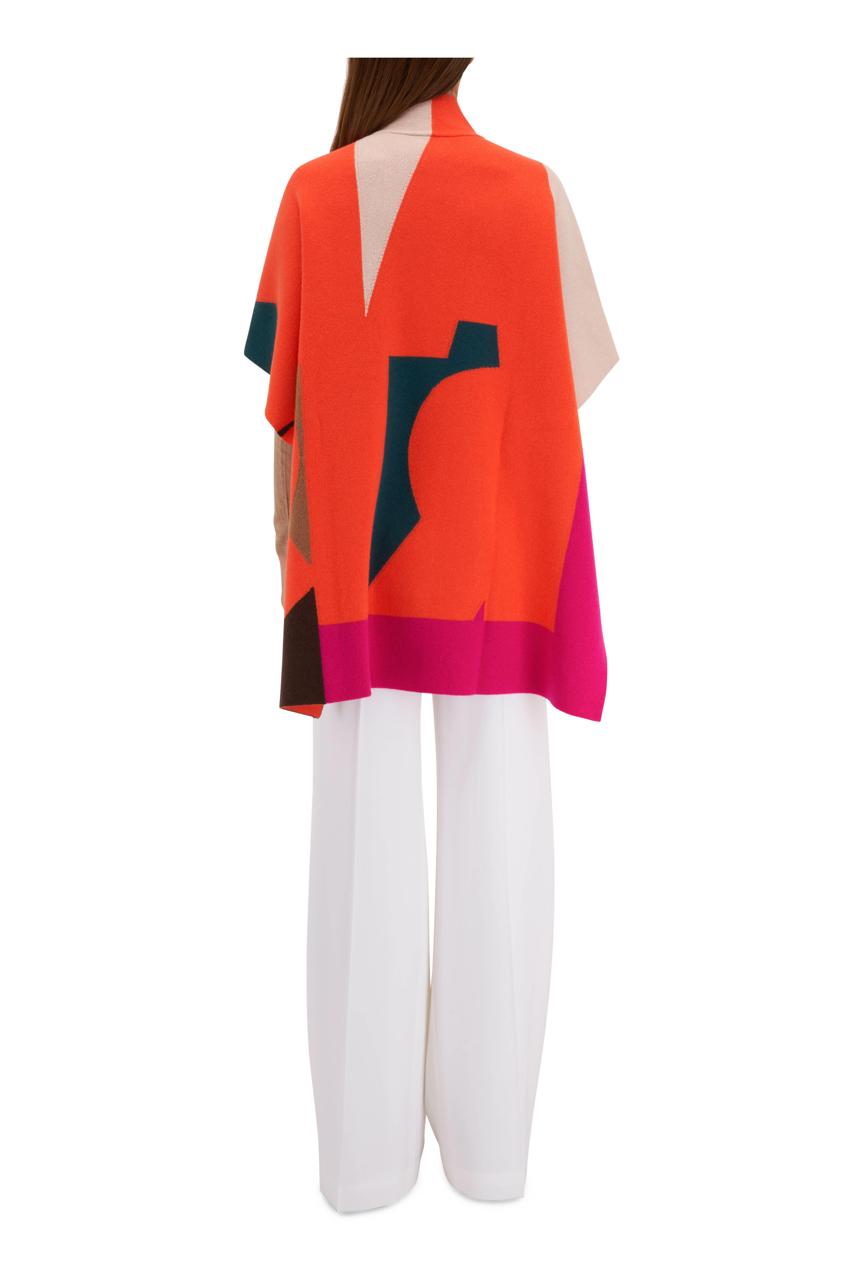 Akris - Knit Coral Multi Cashmere Reversible Cape