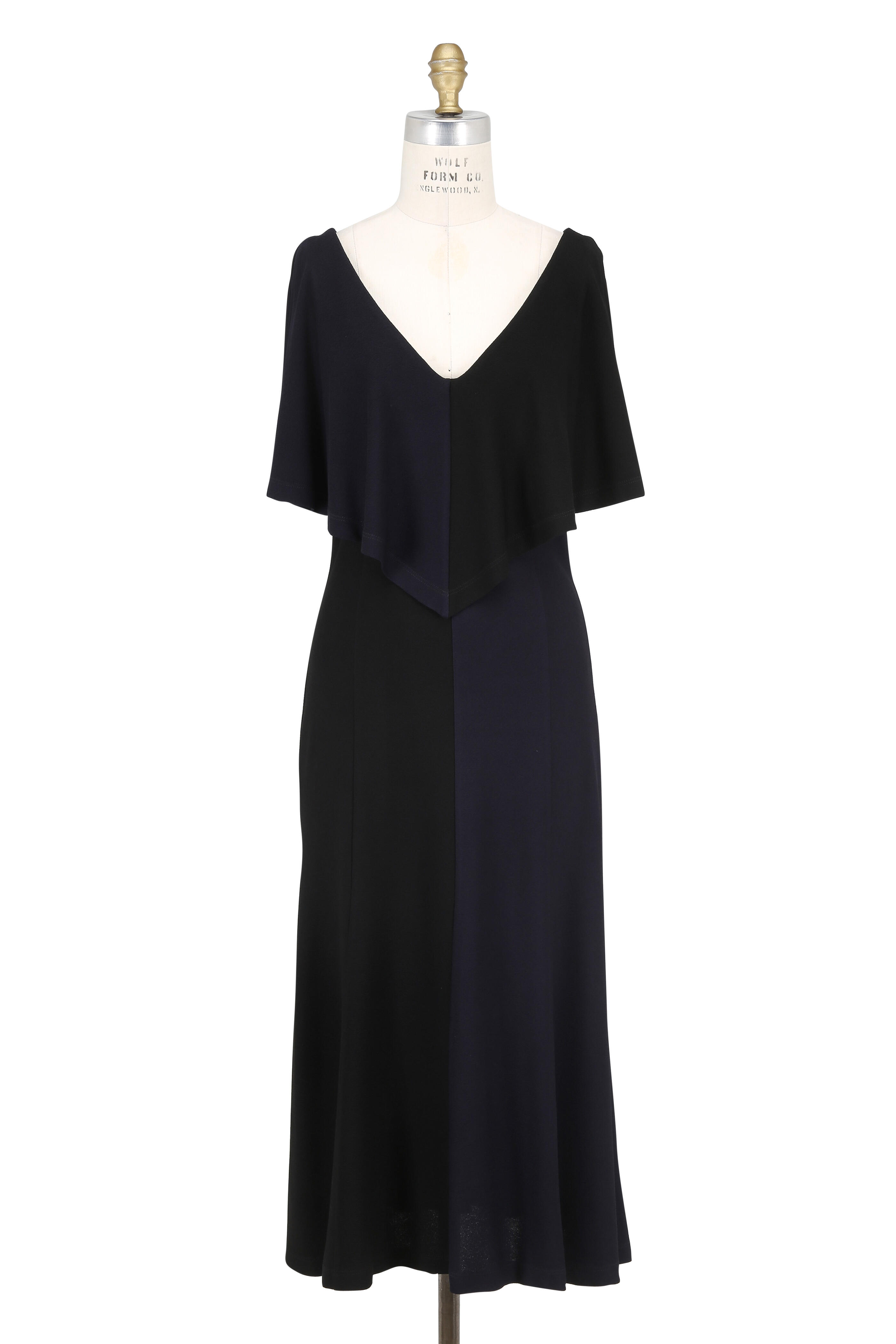 Derek Lam - Black & Navy Bi-Color Shoulder Slit Dress