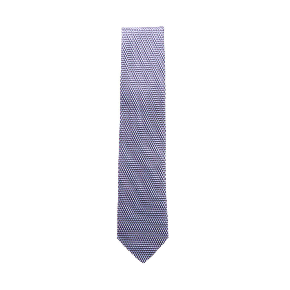 Geoff Nicholson - Blue Purple and Navy Diamond Micro Print Silk Tie