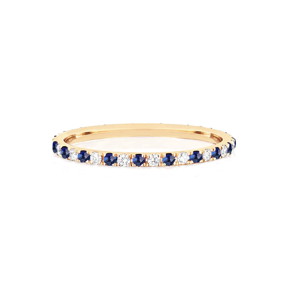 Ef Collection - Diamond and Blue Sapphire Dot Eternity Band Ring