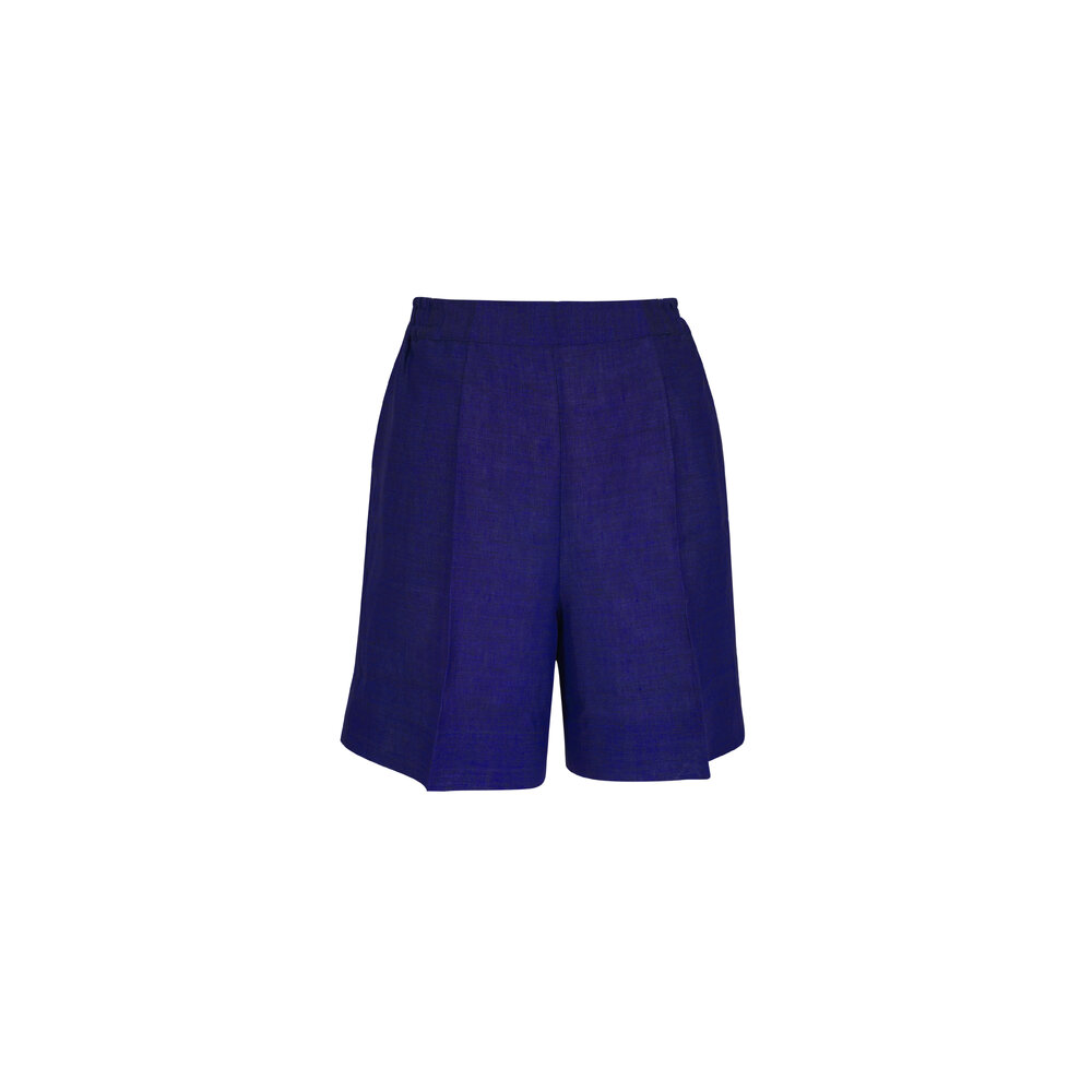 Kiton - Blue Linen Bermuda Shorts | Mitchell Stores