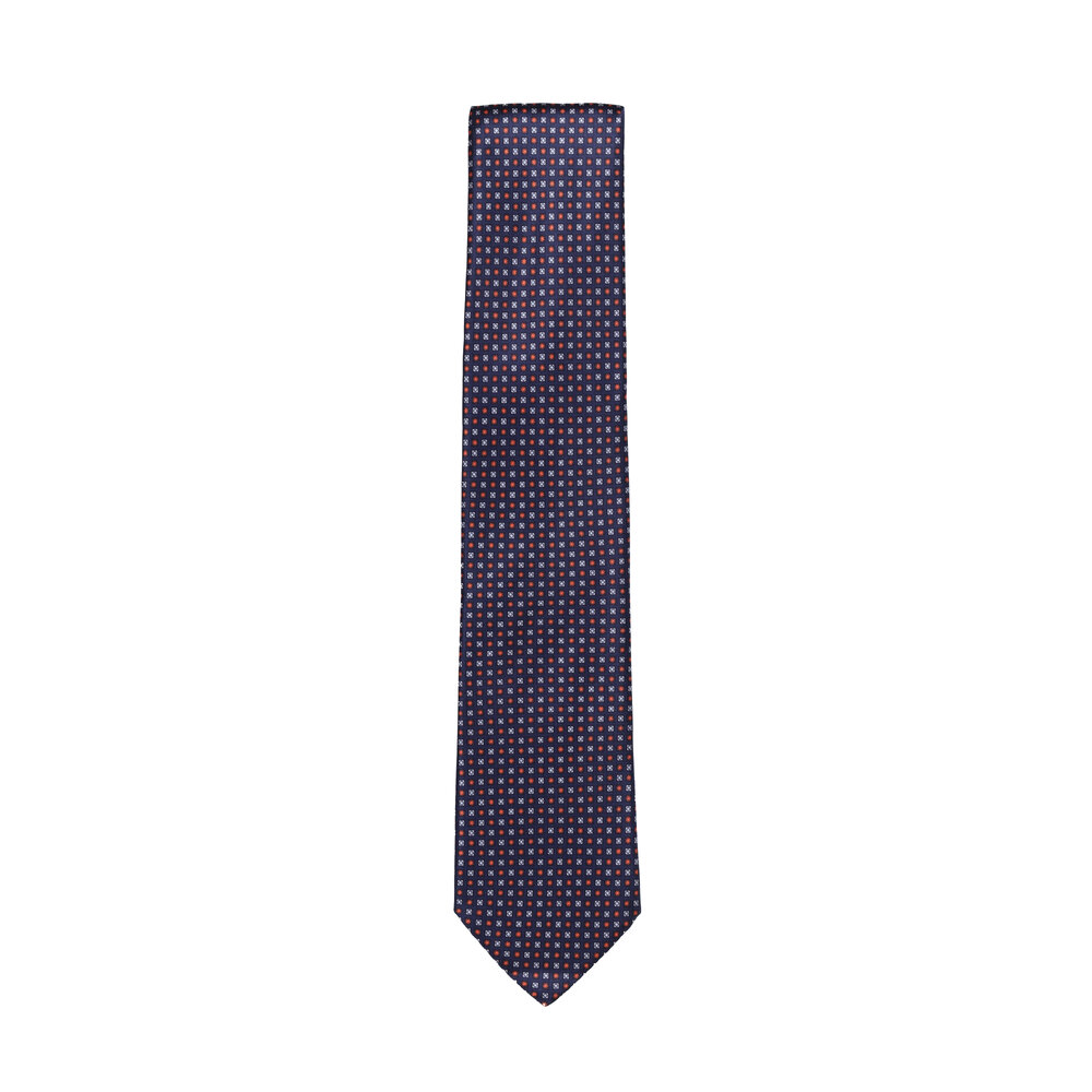 Geoff Nicholson - Orange & Grey Silk Necktie | Mitchell Stores