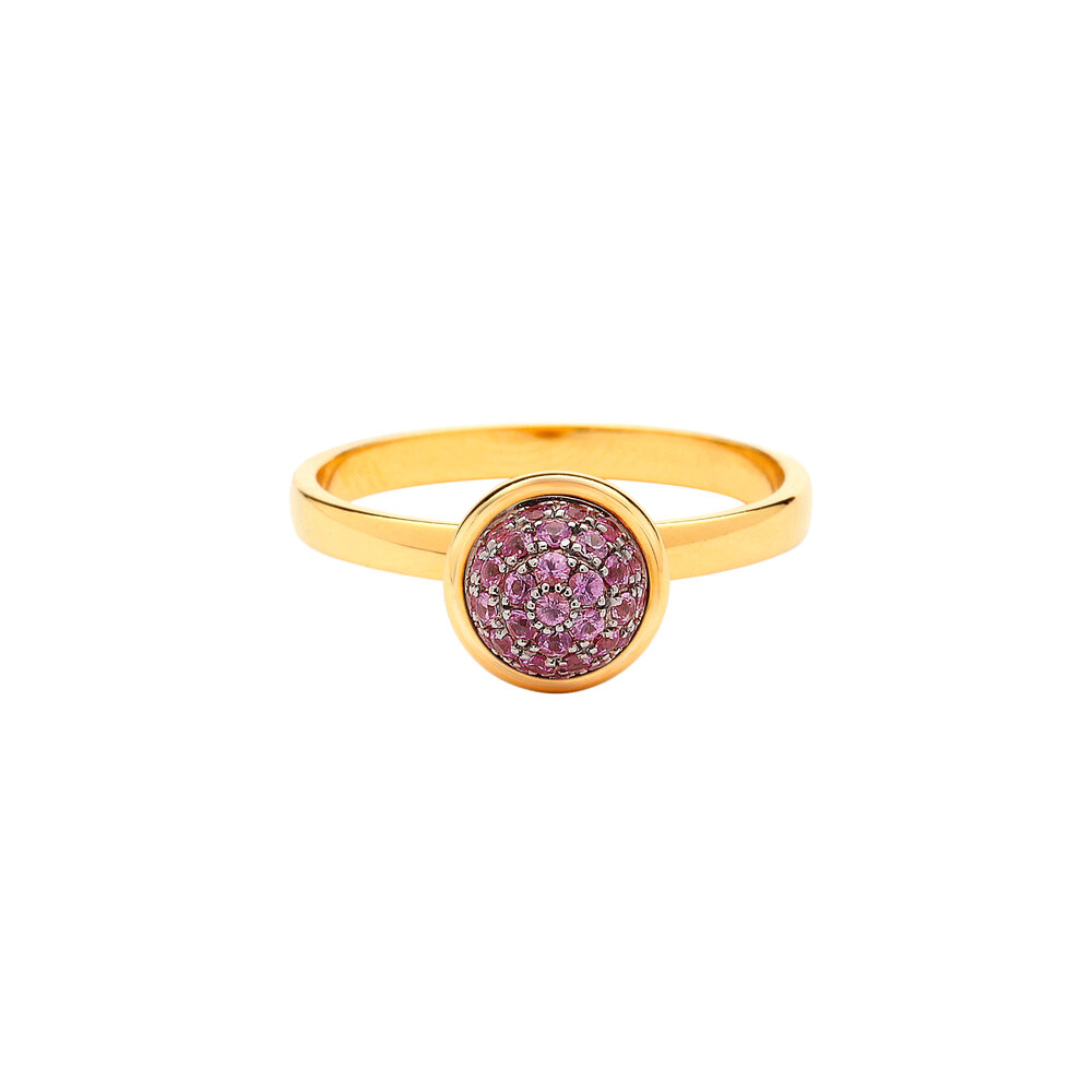Syna - 18K Yellow Gold Pink Sapphire Stackable Ring