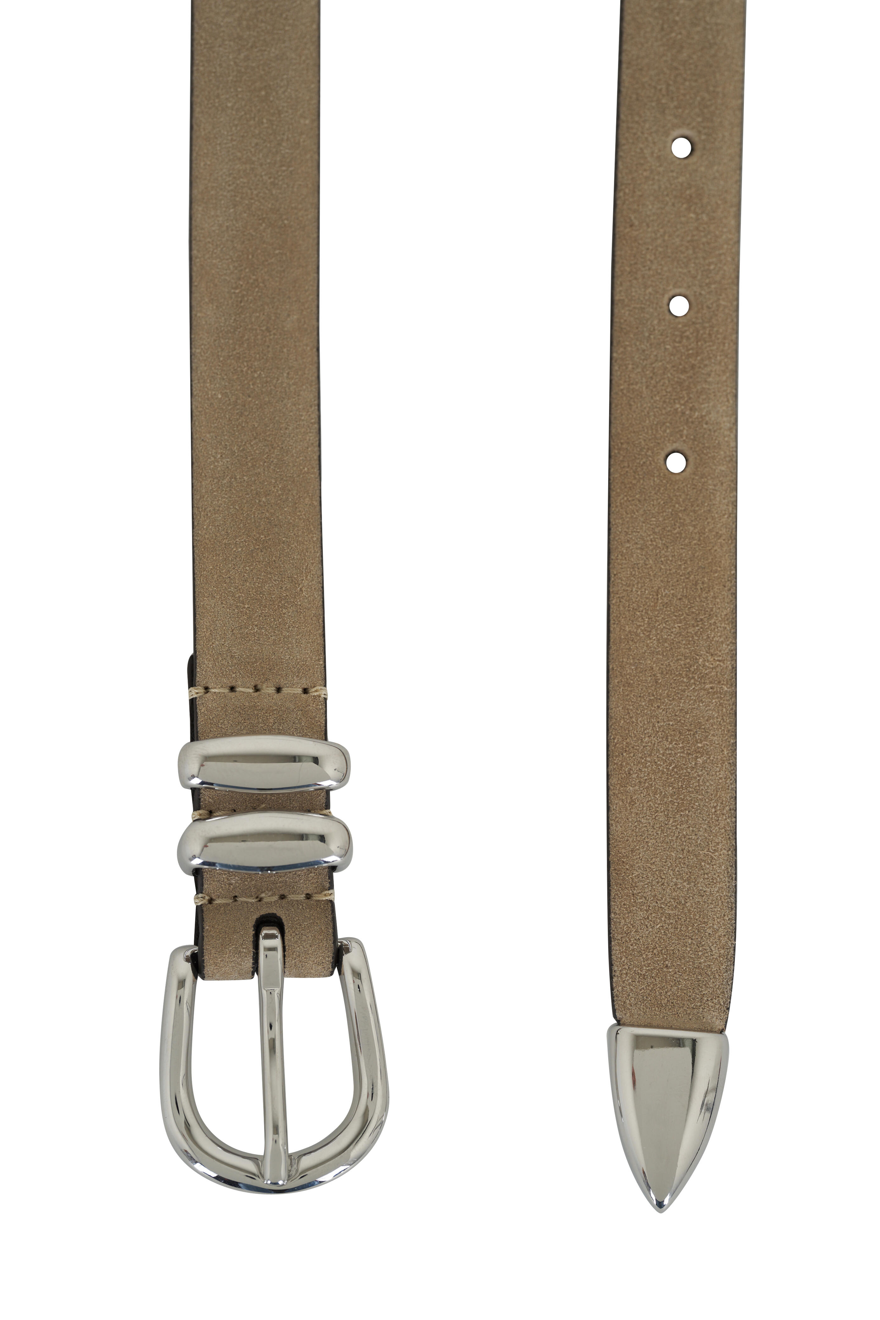 Anderson's - Tan Round Buckle Suede Skinny Belt | Mitchell Anderson's - Tan Round Buckle Suede Skinny Belt | Mitchell