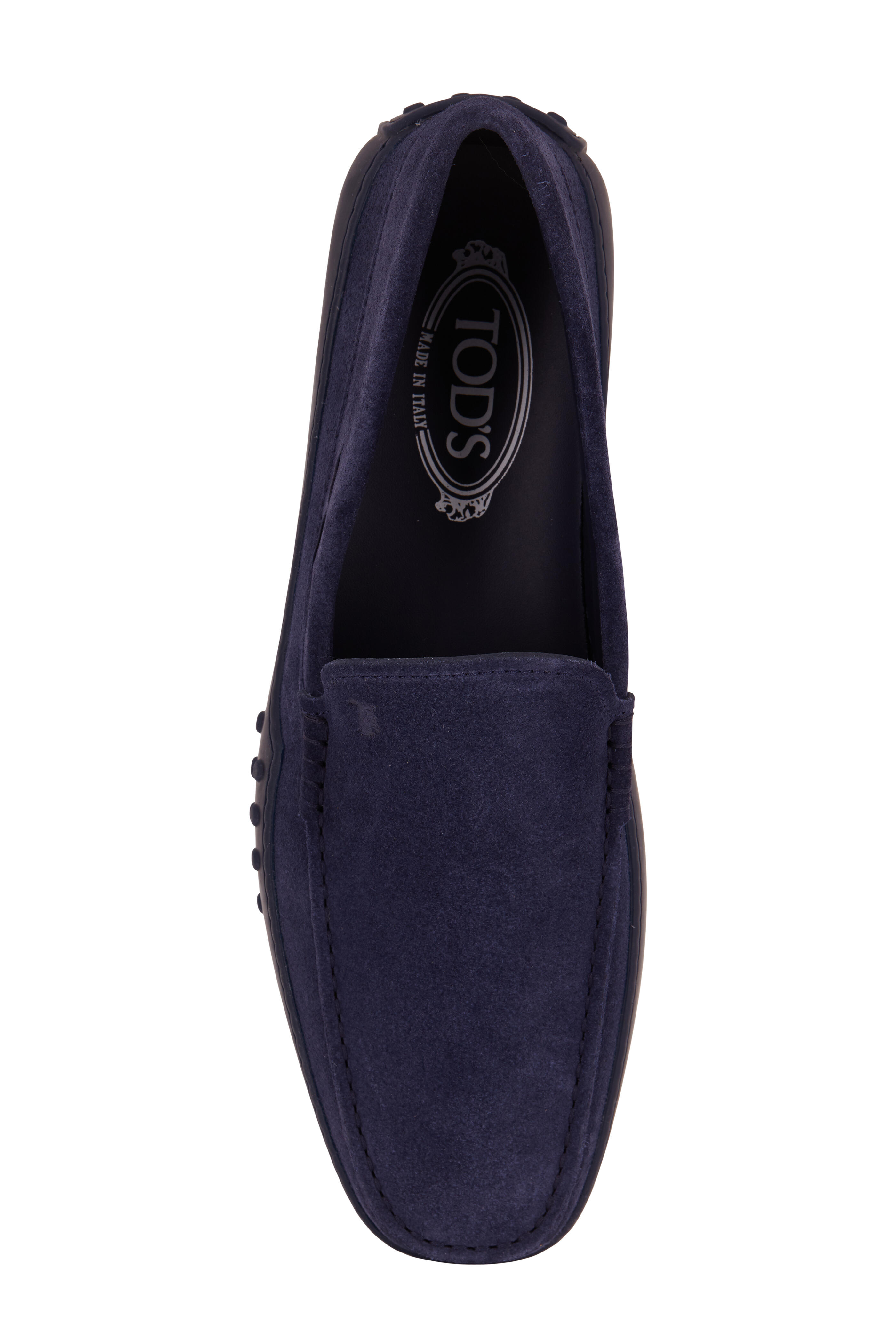 Tod's - New Gommini Navy Blue Suede Driver | Mitchell Stores
