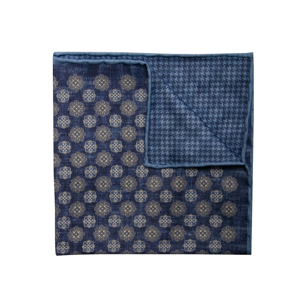 Geoff Nicholson - Navy and Light Blue Reversible Pocket Square