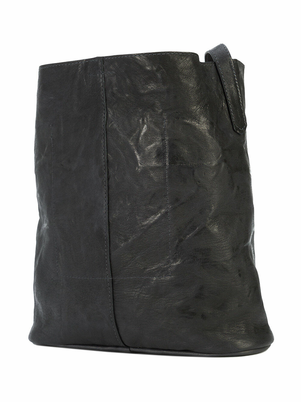 B May Bags - Navy Blue Rumpled Sheepskin Bucket Crossbody