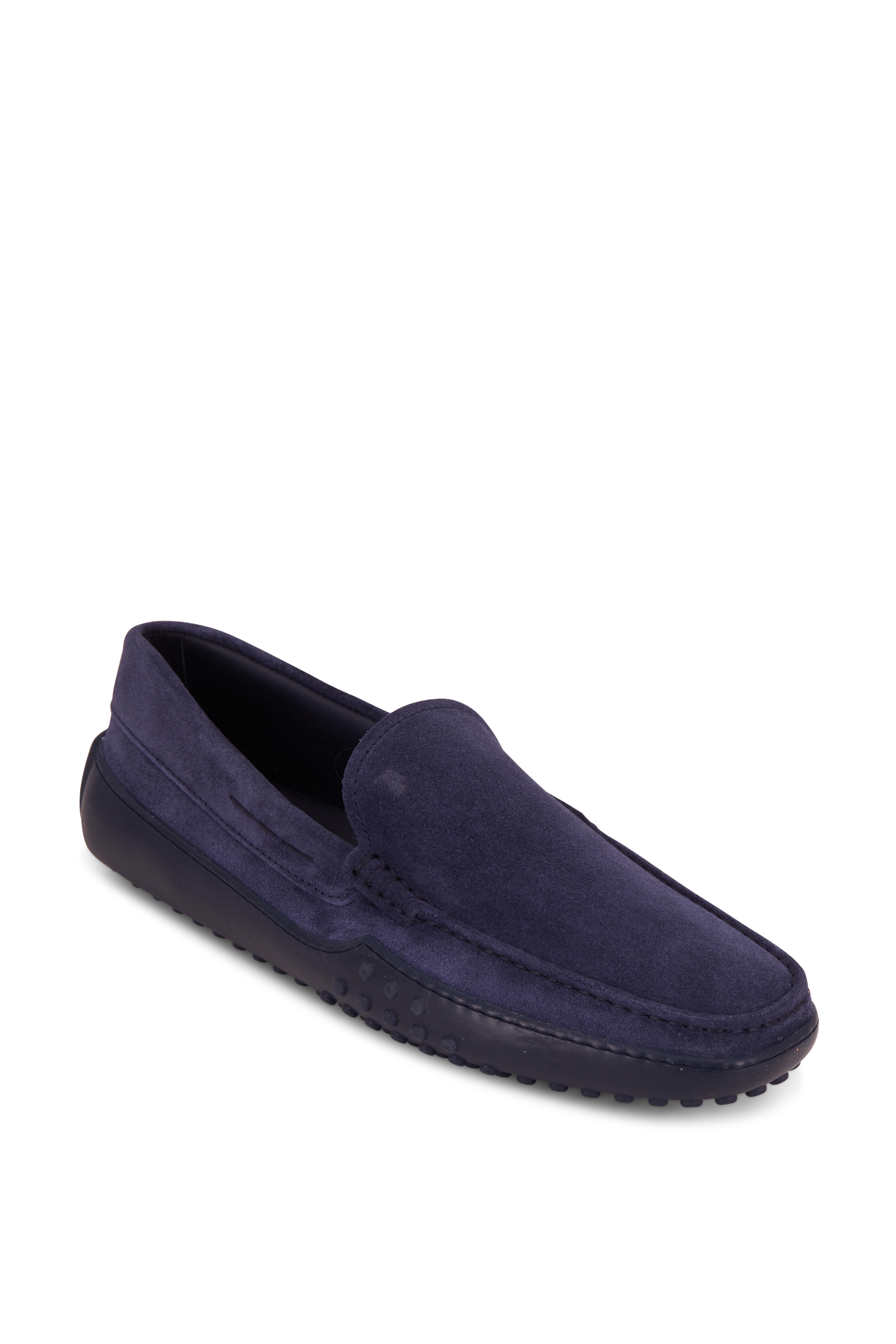 Tod's - New Gommini Navy Blue Suede Driver | Mitchell Stores
