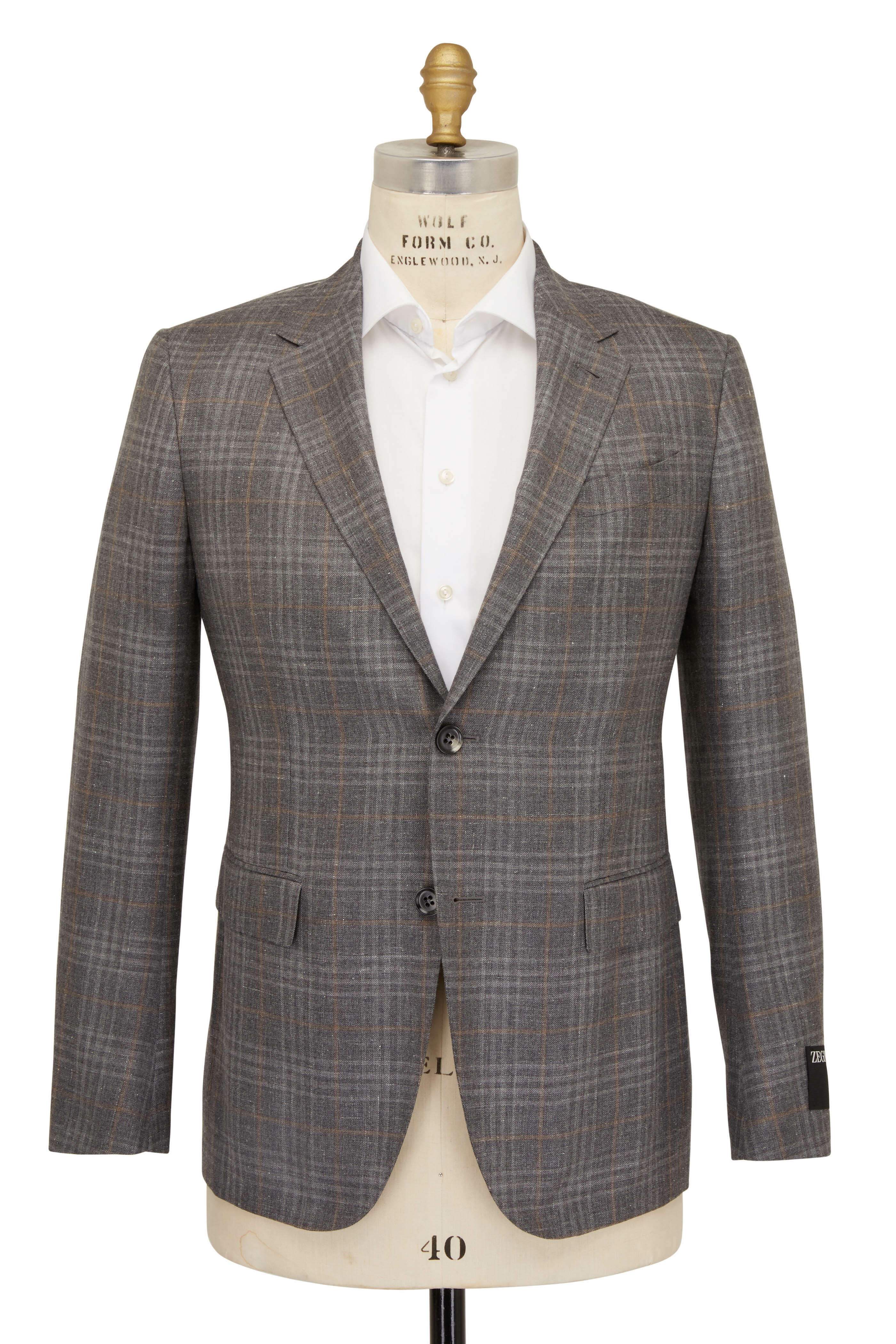 Zegna - Light Gray & Vicuna Windowpane Check Sportcoat