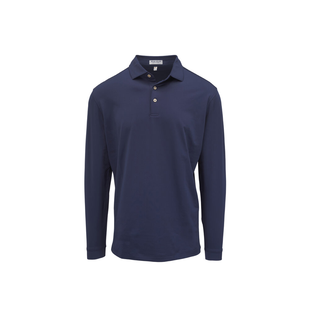 Peter Millar - Navy Blue Long Sleeve Polo | Mitchell Stores