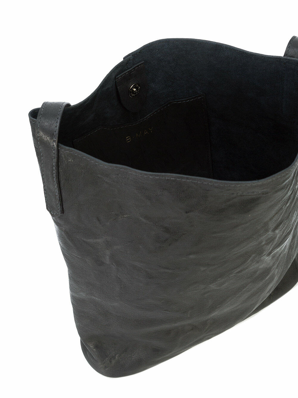B May Bags - Navy Blue Rumpled Sheepskin Bucket Crossbody