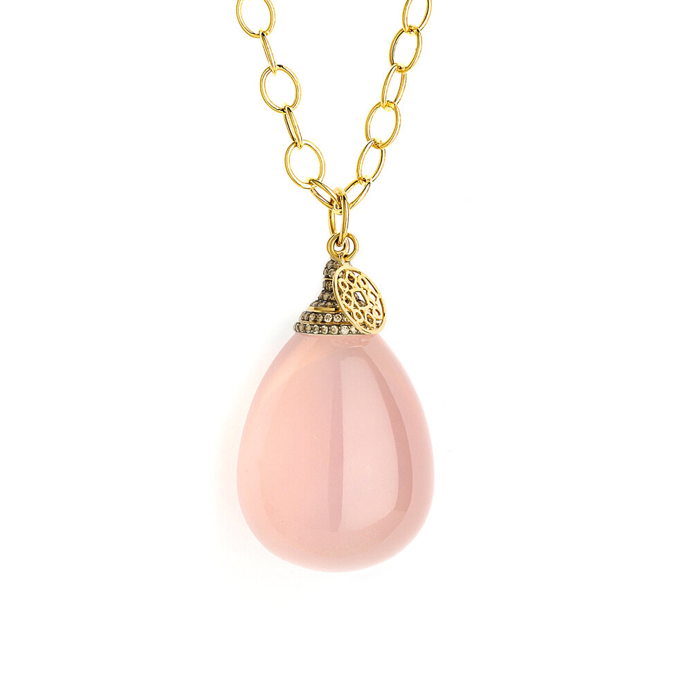 Syna - Large Rose Quartz Drop Pendant | Mitchell Stores