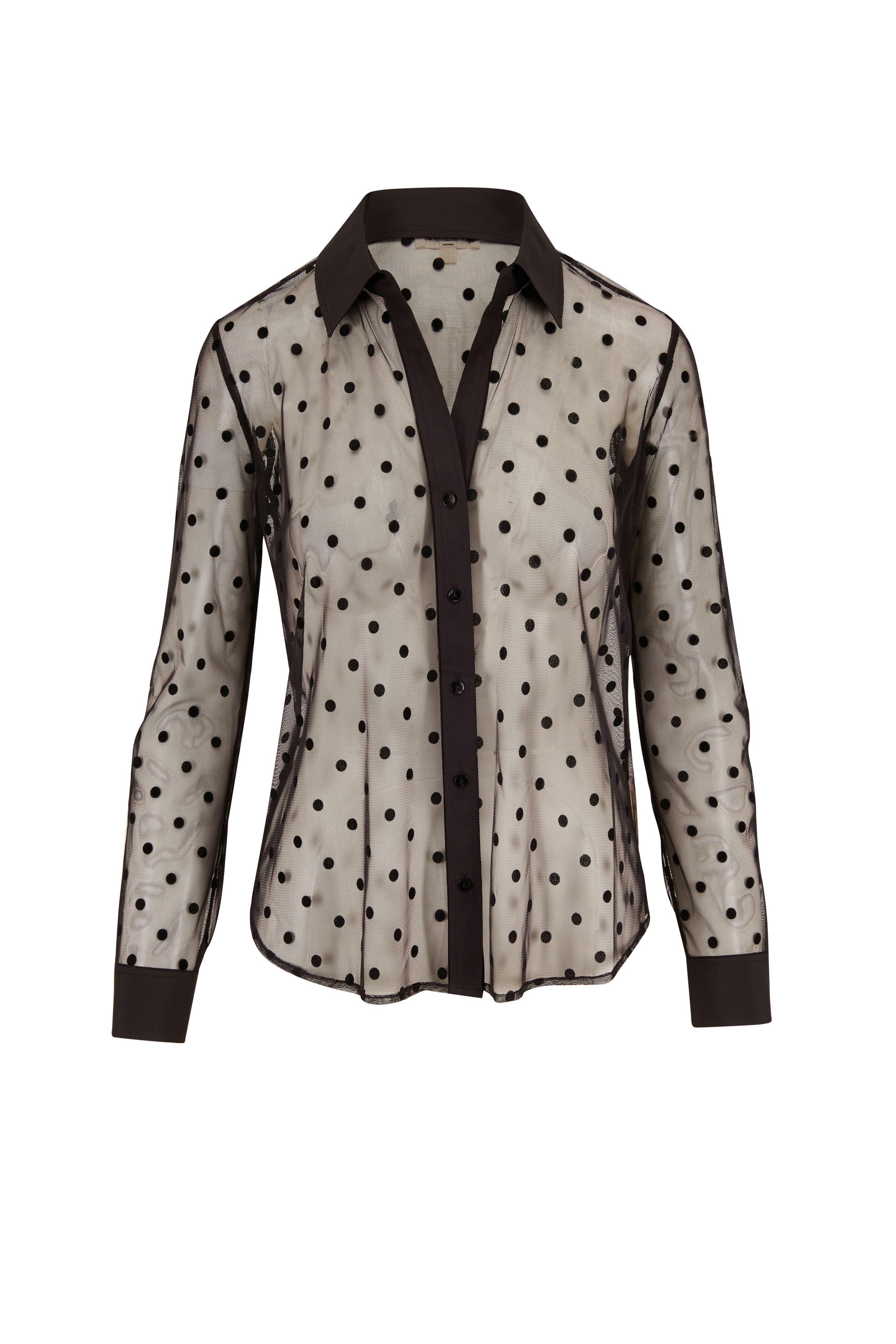 L'Agence - Hailie Black Dot Sheer Blouse | Mitchell Stores