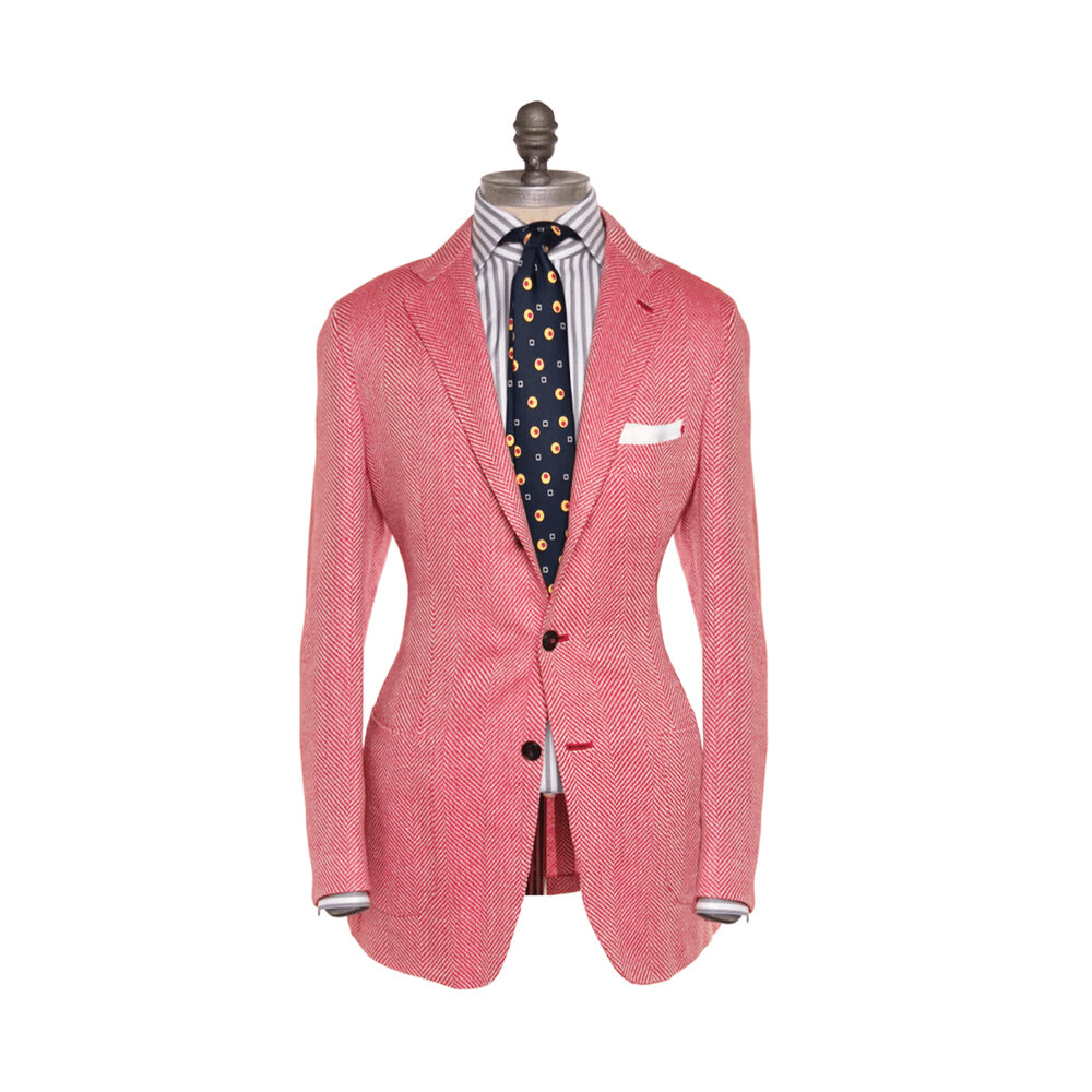 Kiton - Red and White Chevron Sportcoat | Mitchell Stores