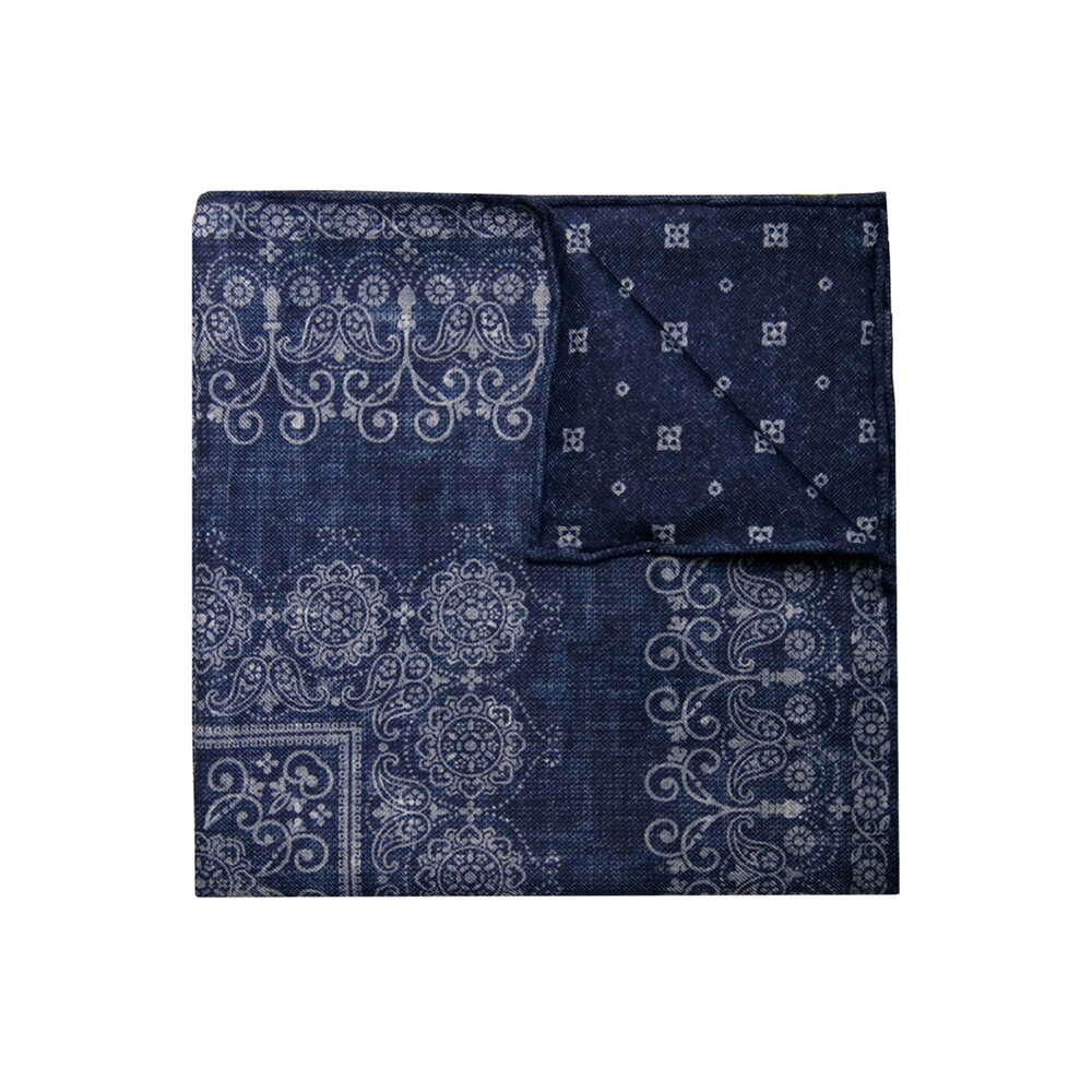 Geoff Nicholson - Denim Blue Reversible Pocket Square