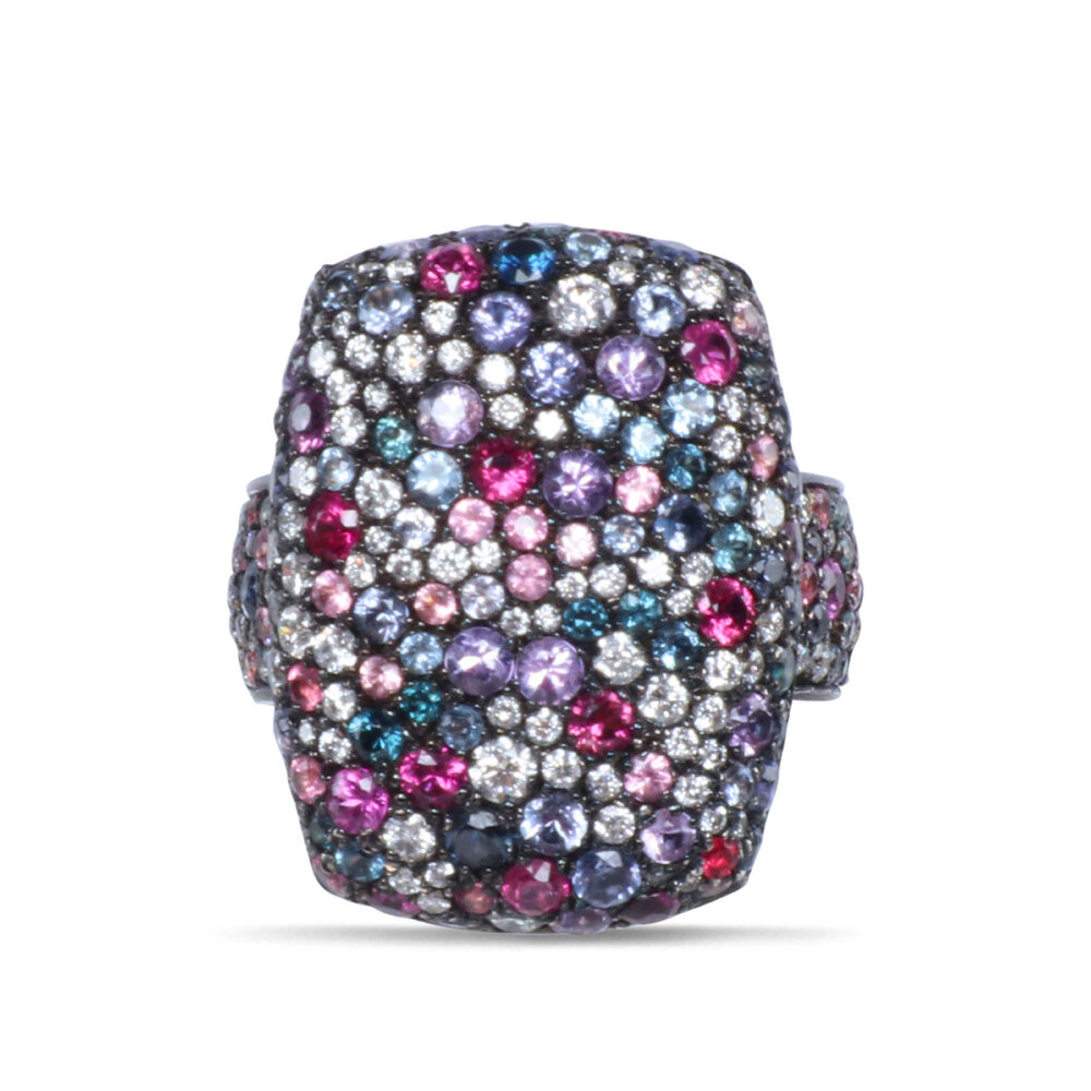 Jared Lehr - Multi Spinel and Diamond Table Ring