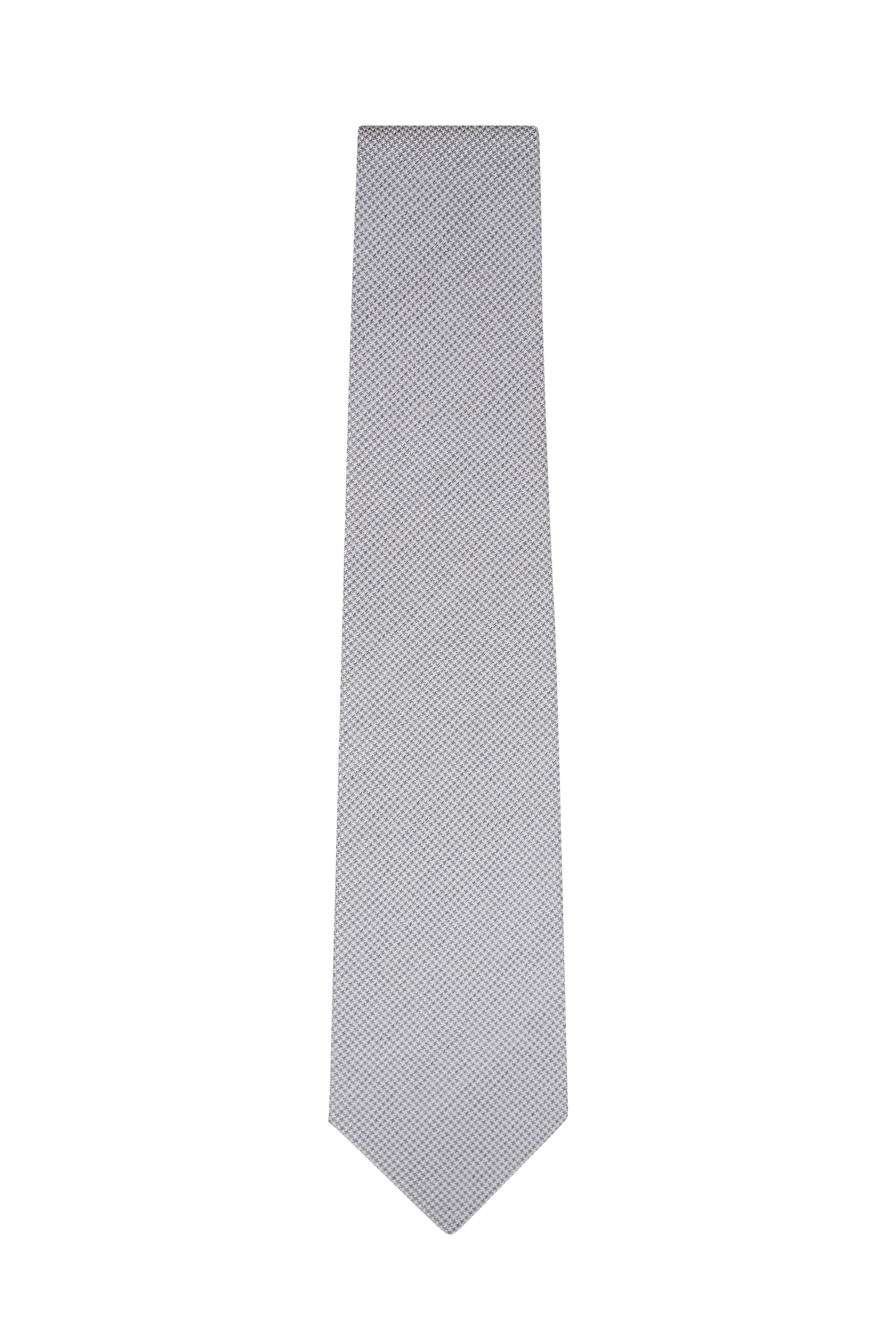 Isaia - Gray Textured Silk Necktie | Mitchell Stores