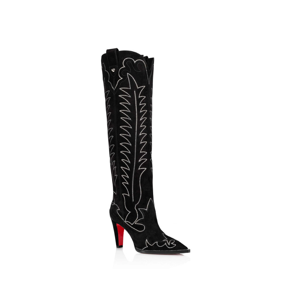 Christian Louboutin - Santia Botta Strass 85mm Western Boot in Black