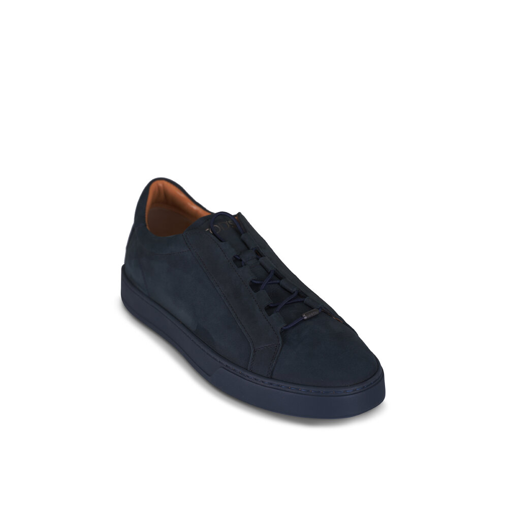Tod's - Navy Blue Suede Low Top Sneaker | Mitchell Stores