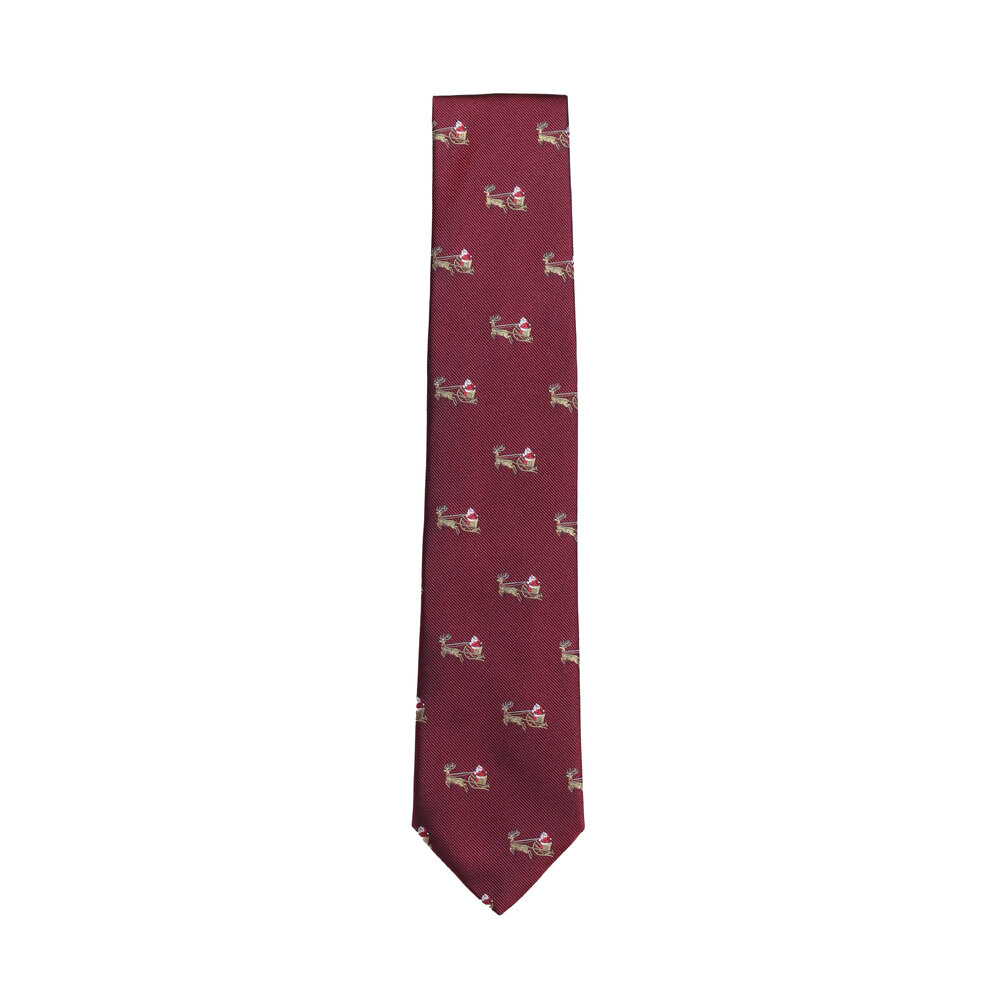 Geoff Nicholson - Burgundy Santa Silk Necktie | Mitchell Stores