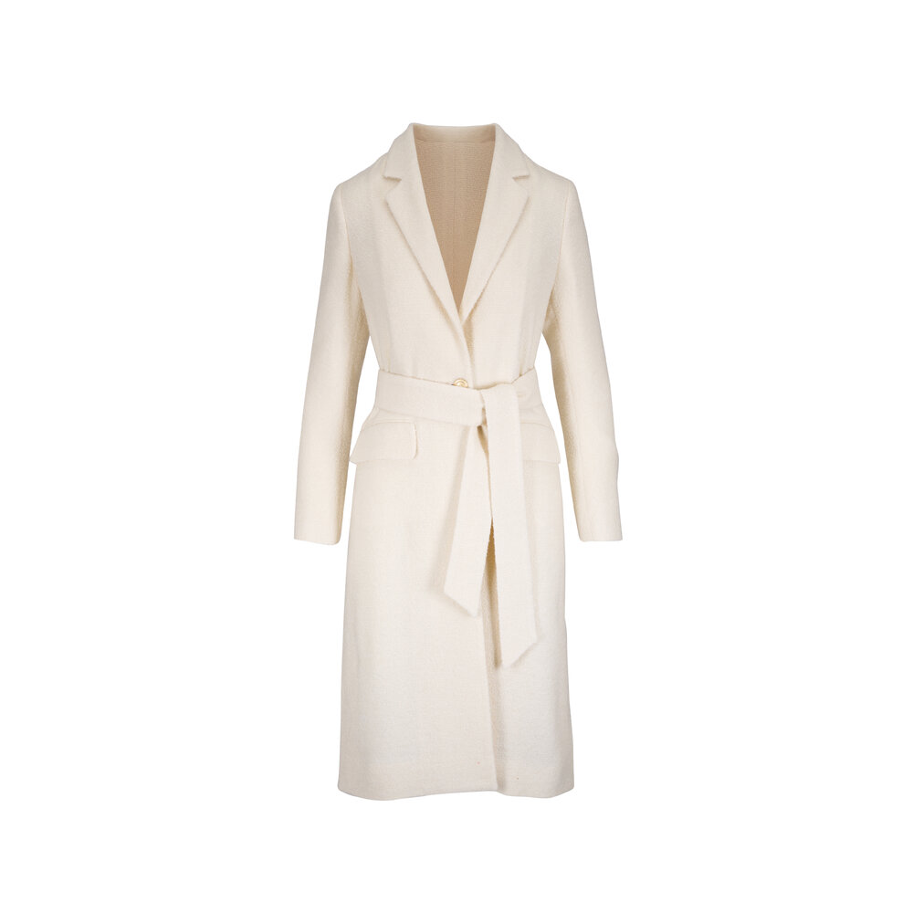 Kiton - Cream Cashmere & Silk Long Overcoat | Mitchell Stores