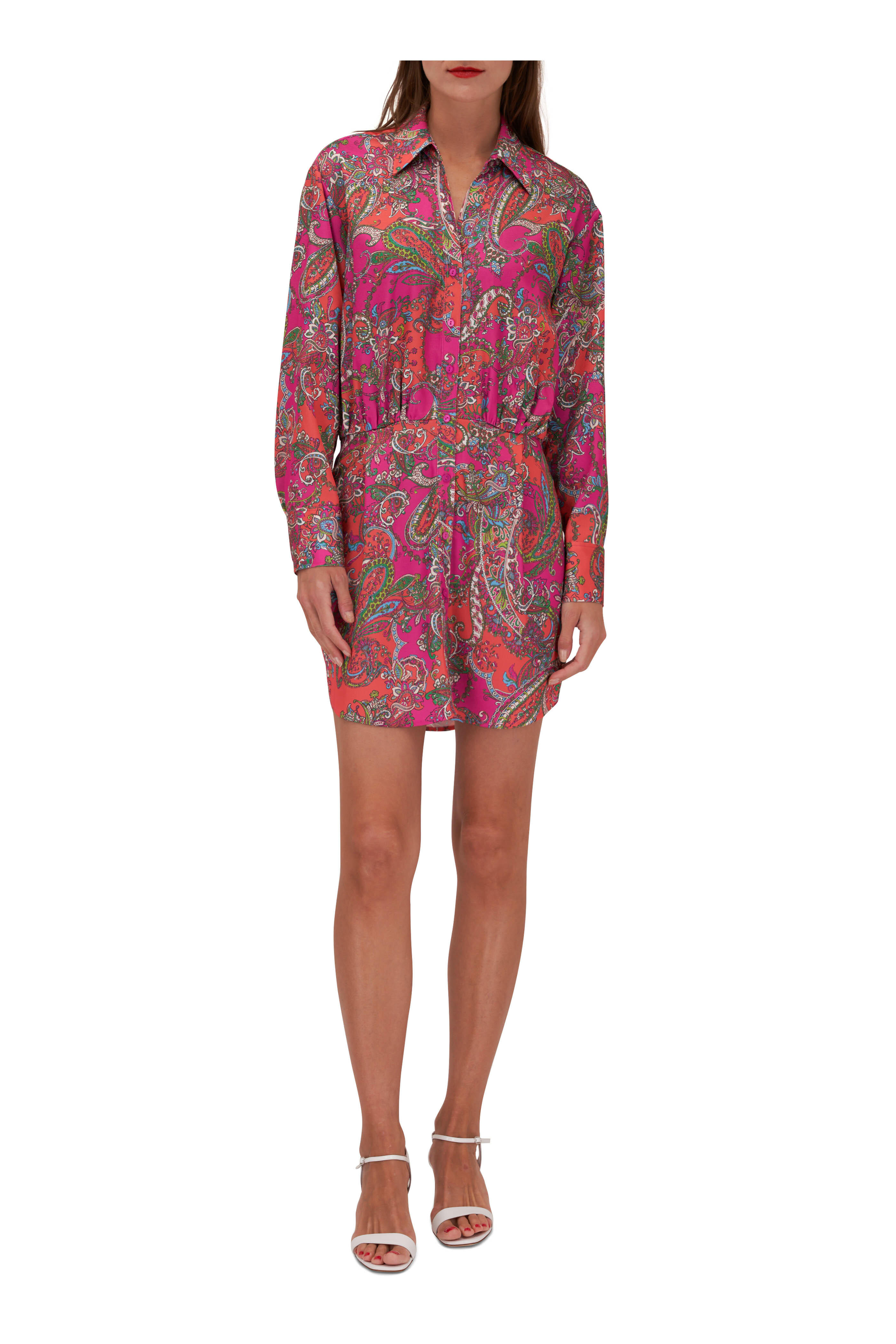 L'Agence - Demetria Rhodamine Multi Bright Pop Paisley Dress