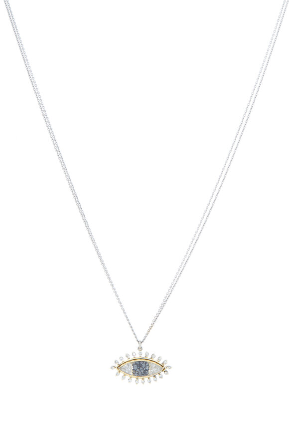 Renee Lewis - Gold Black & White Diamond Third Eye Necklace