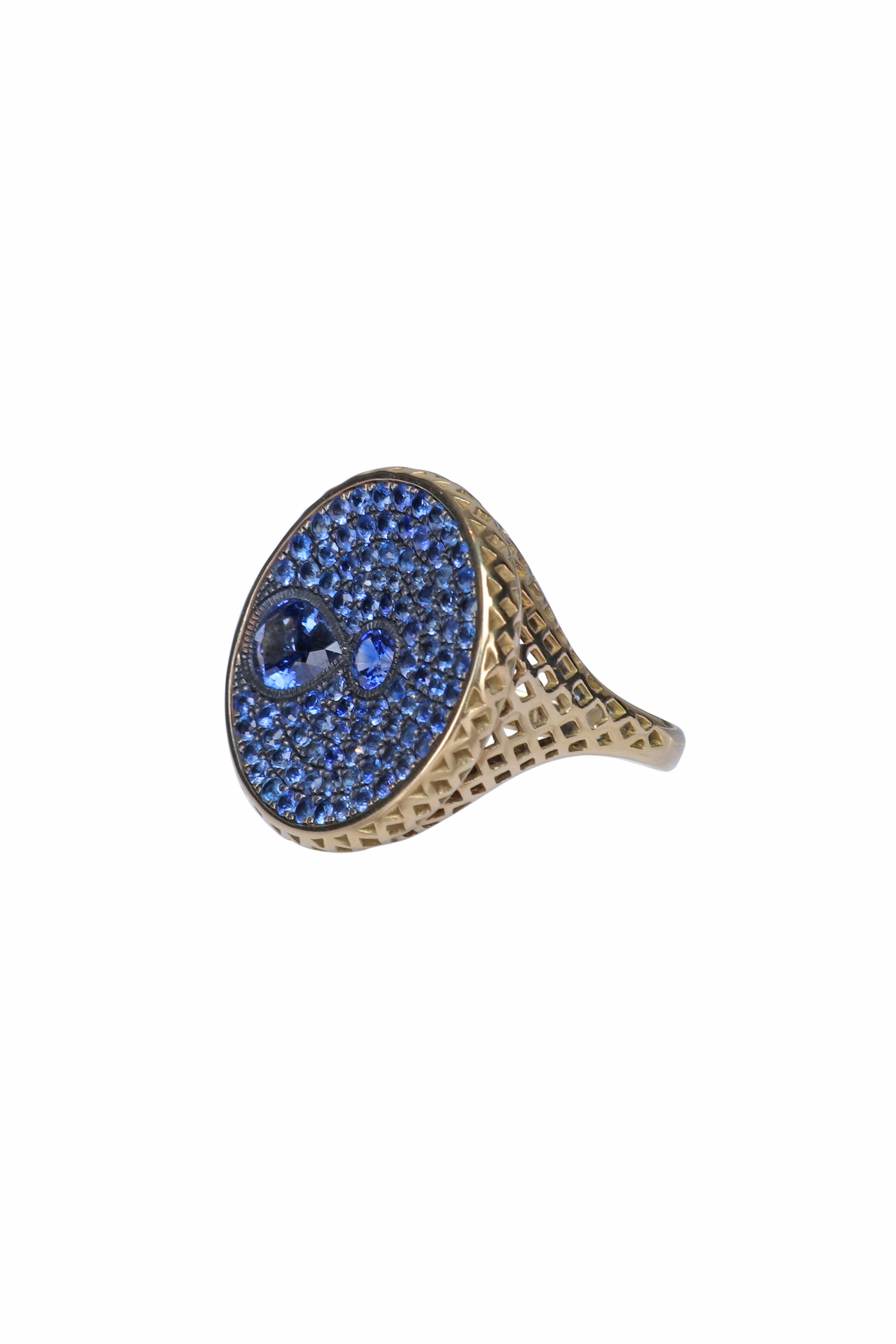 Ray Griffiths - Blue Sapphire Pavé Signet Ring | Mitchell Stores