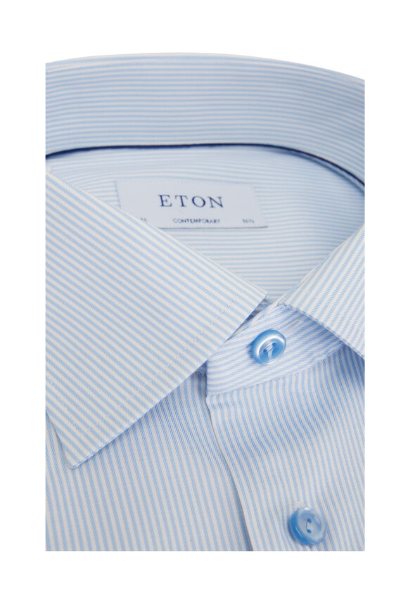 Eton - Blue & White Stripe Stretch Dress Shirt | Mitchell Stores