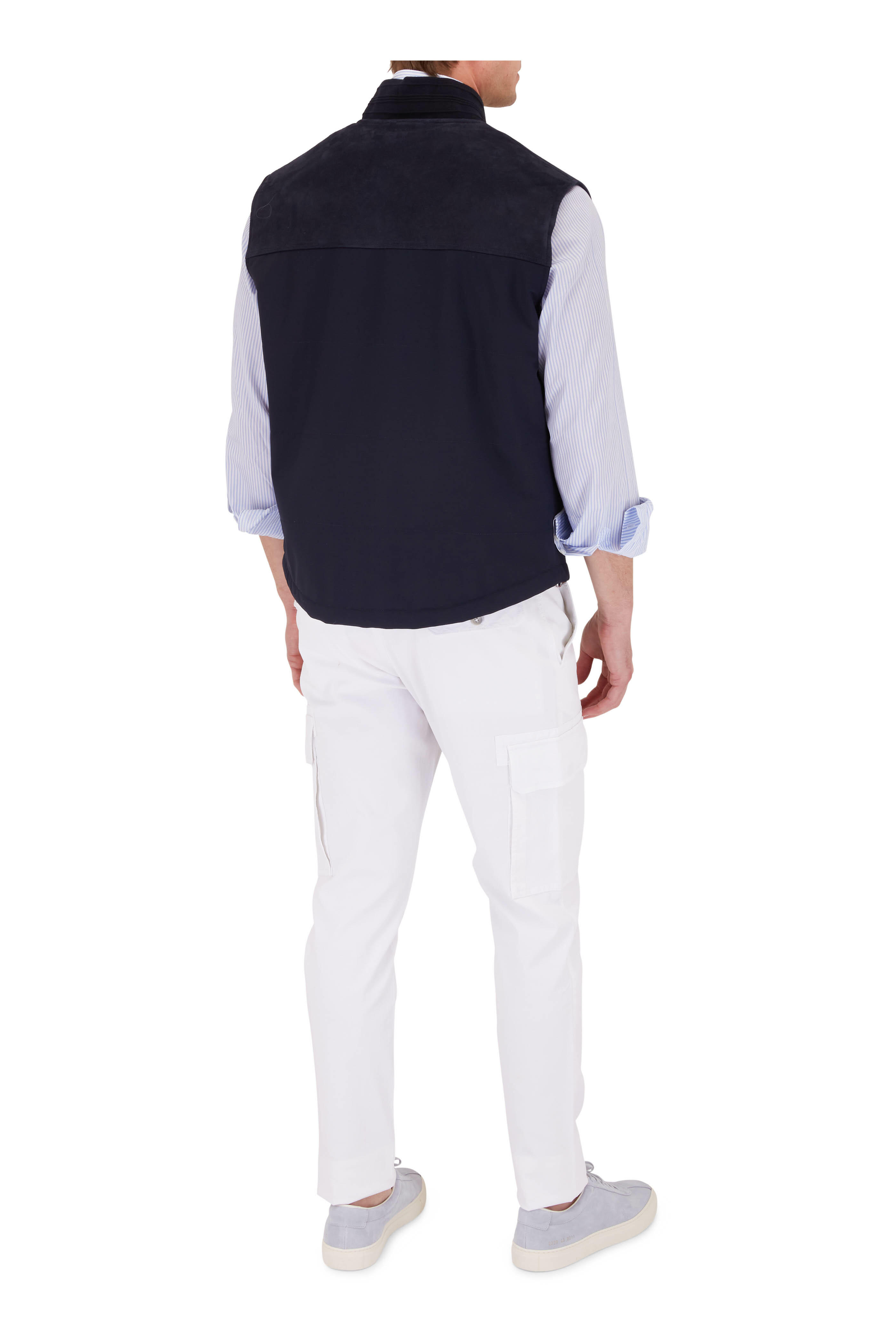 Isaia - Navy Techno Wool Vest | Mitchell Stores