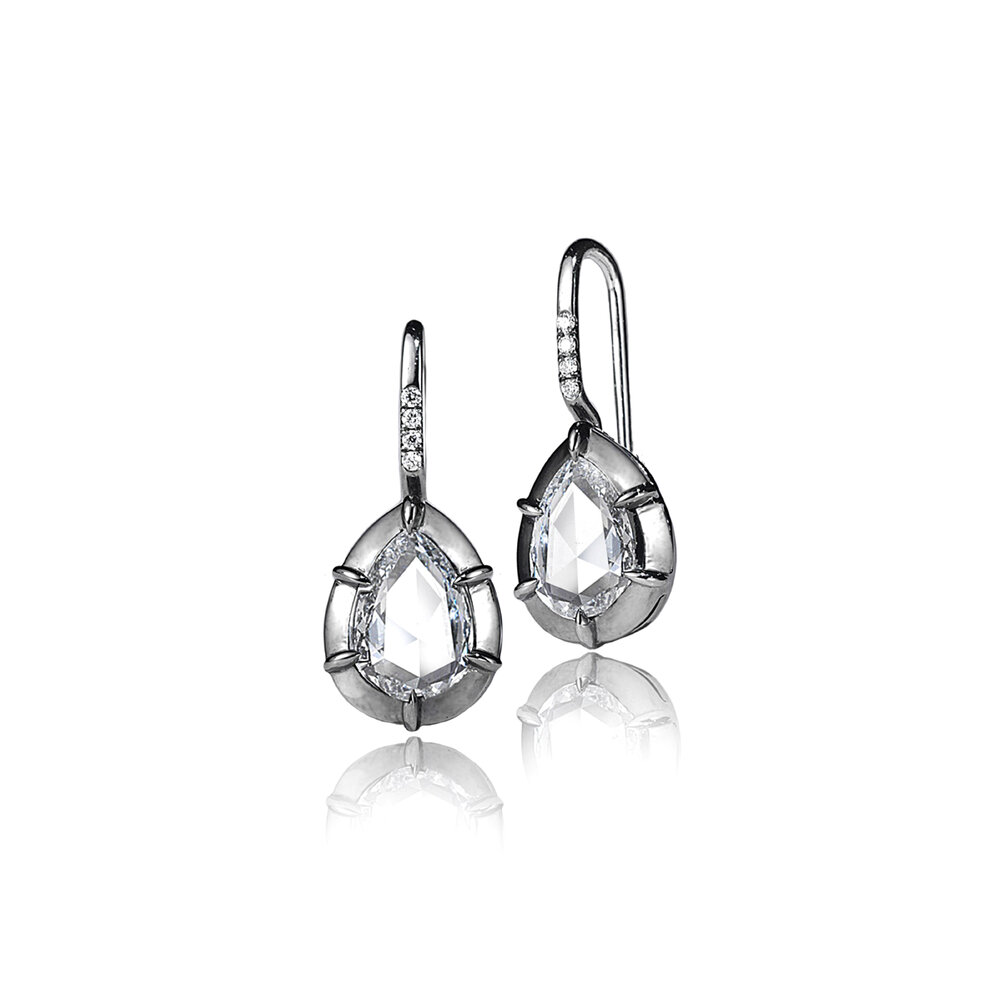 Nam Cho - 18k White Gold Gregorian Rose Diamond Earrings