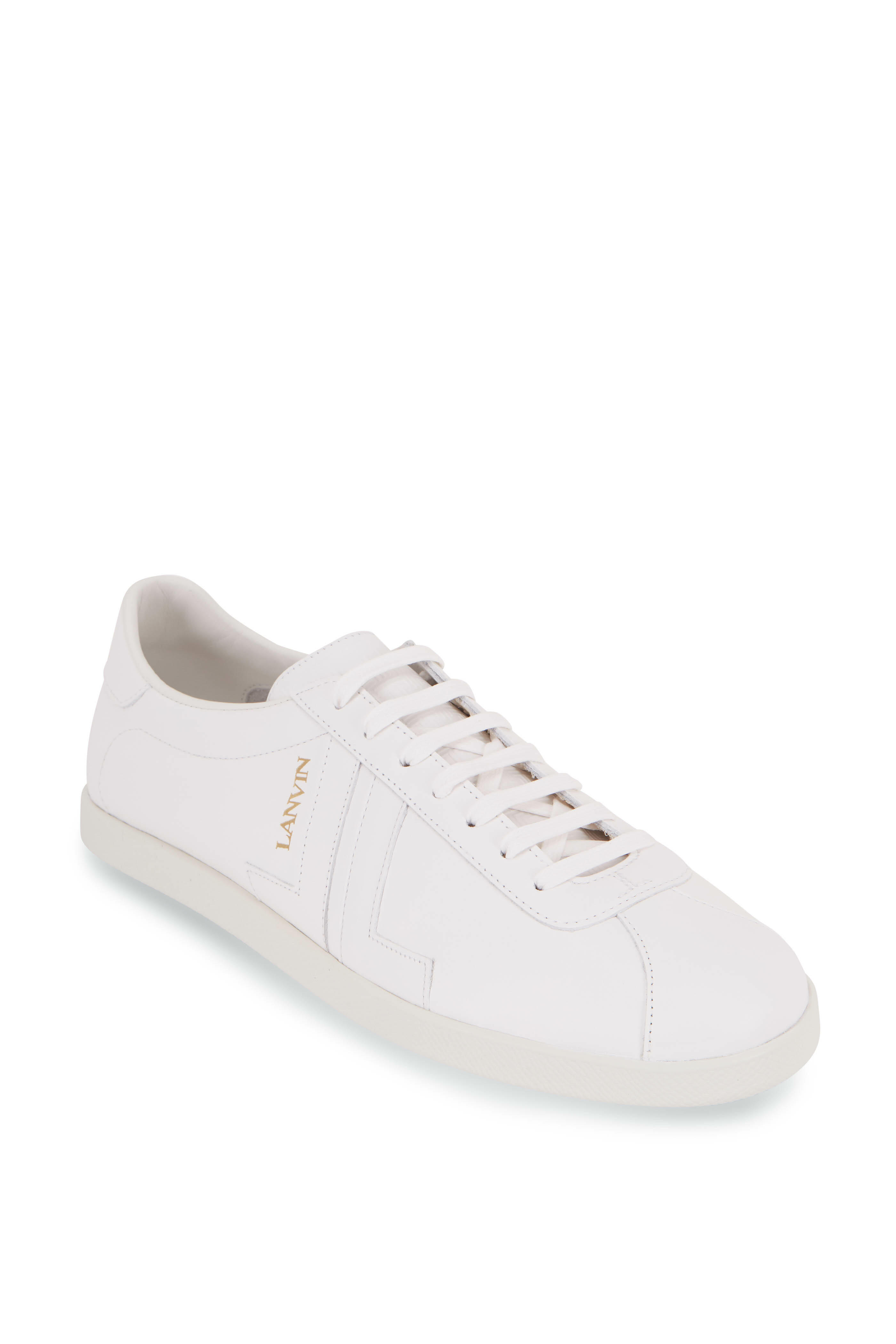 Lanvin - Glen White Leather Low-Top Sneaker | Mitchell Stores