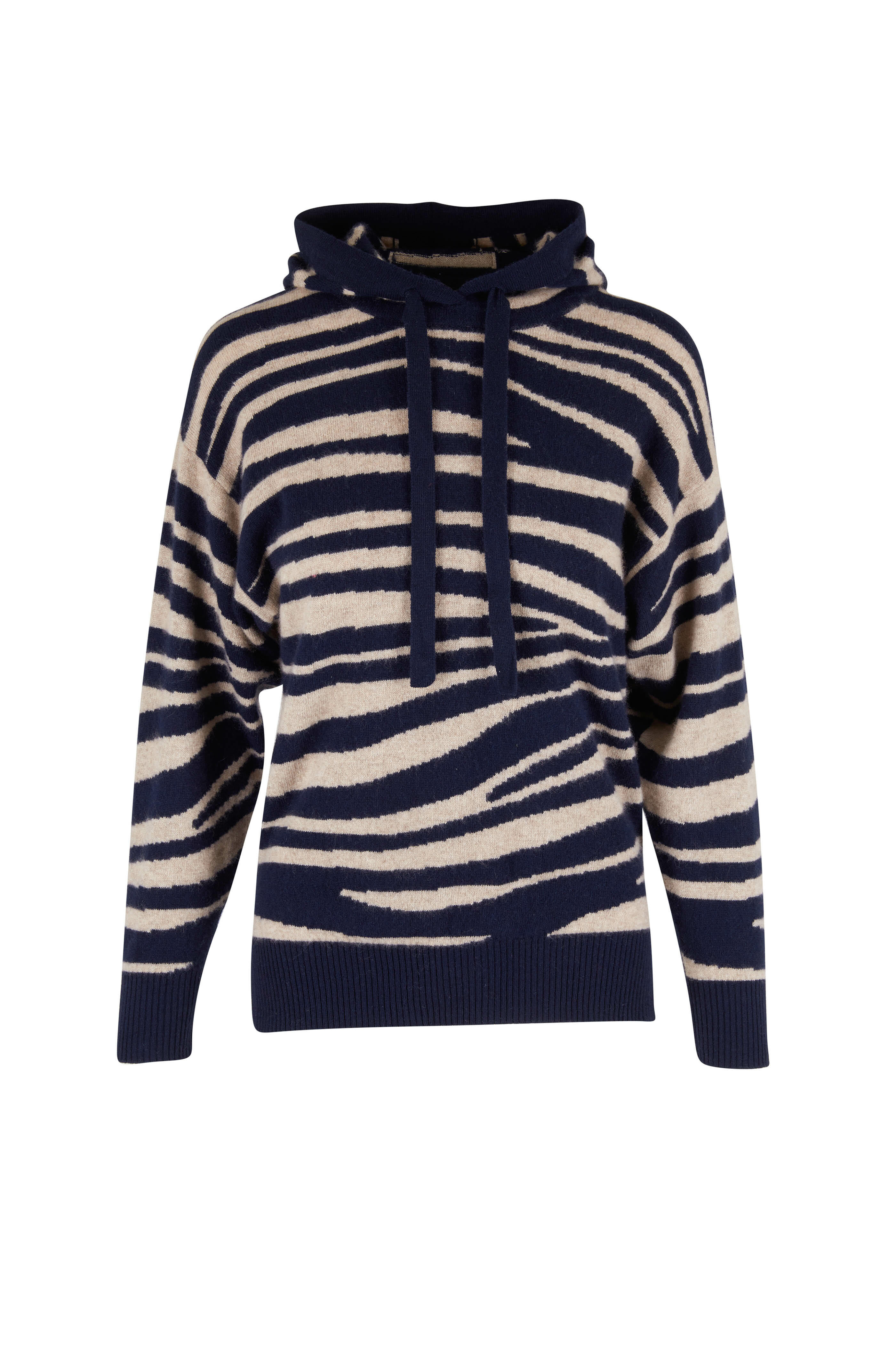 Jumper 1234 - Brown & Navy Tiger Stripe Cashmere Hoodie