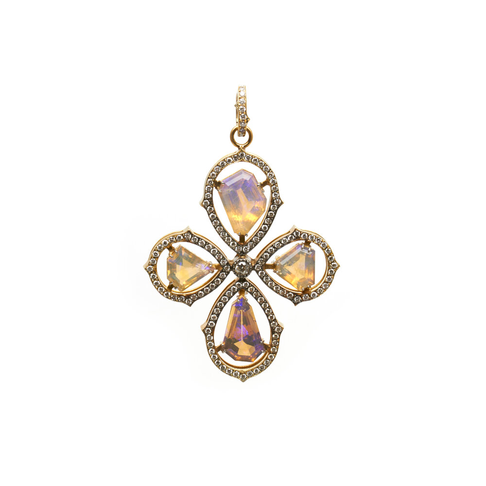 Sylva & Cie - Gold Opal Cross Diamond Pendant | Mitchell Stores