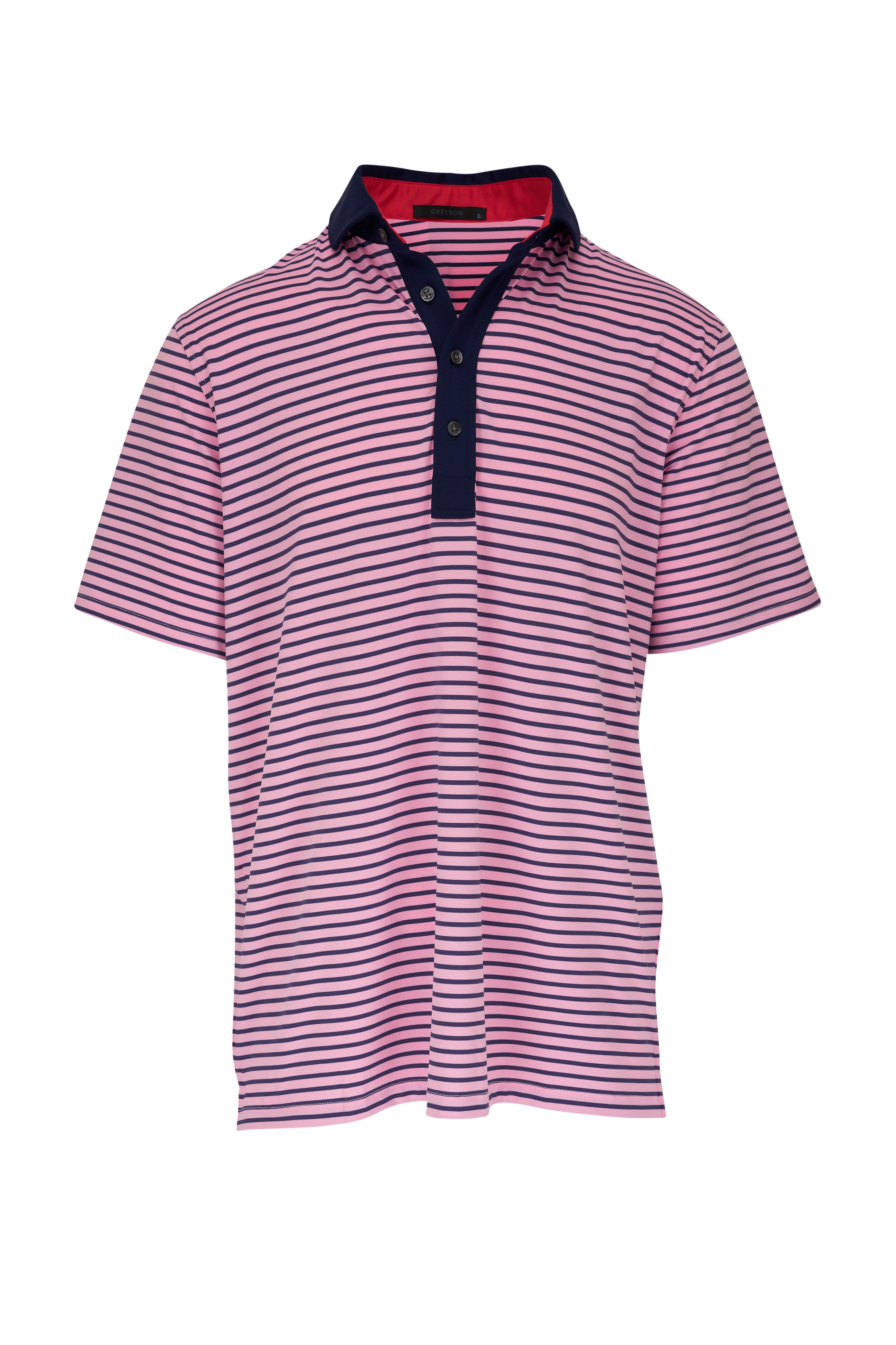 Greyson - Natchez Pink & Plum Striped Polo | Mitchell Stores