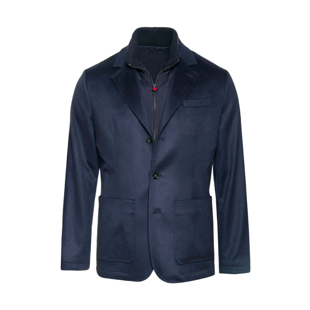 Kiton - Navy Cashmere Jacket with Removable Puffer Vest
