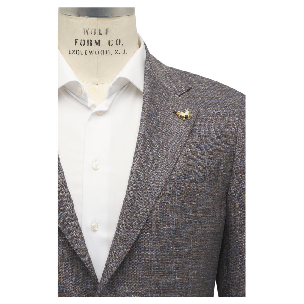 Tombolini - Brown Plaid Wool, Silk & Linen Sportcoat