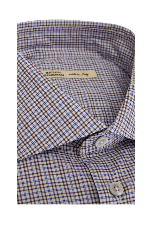 Maurizio Baldassari - Light Blue & Brown Mini Check Sport Shirt