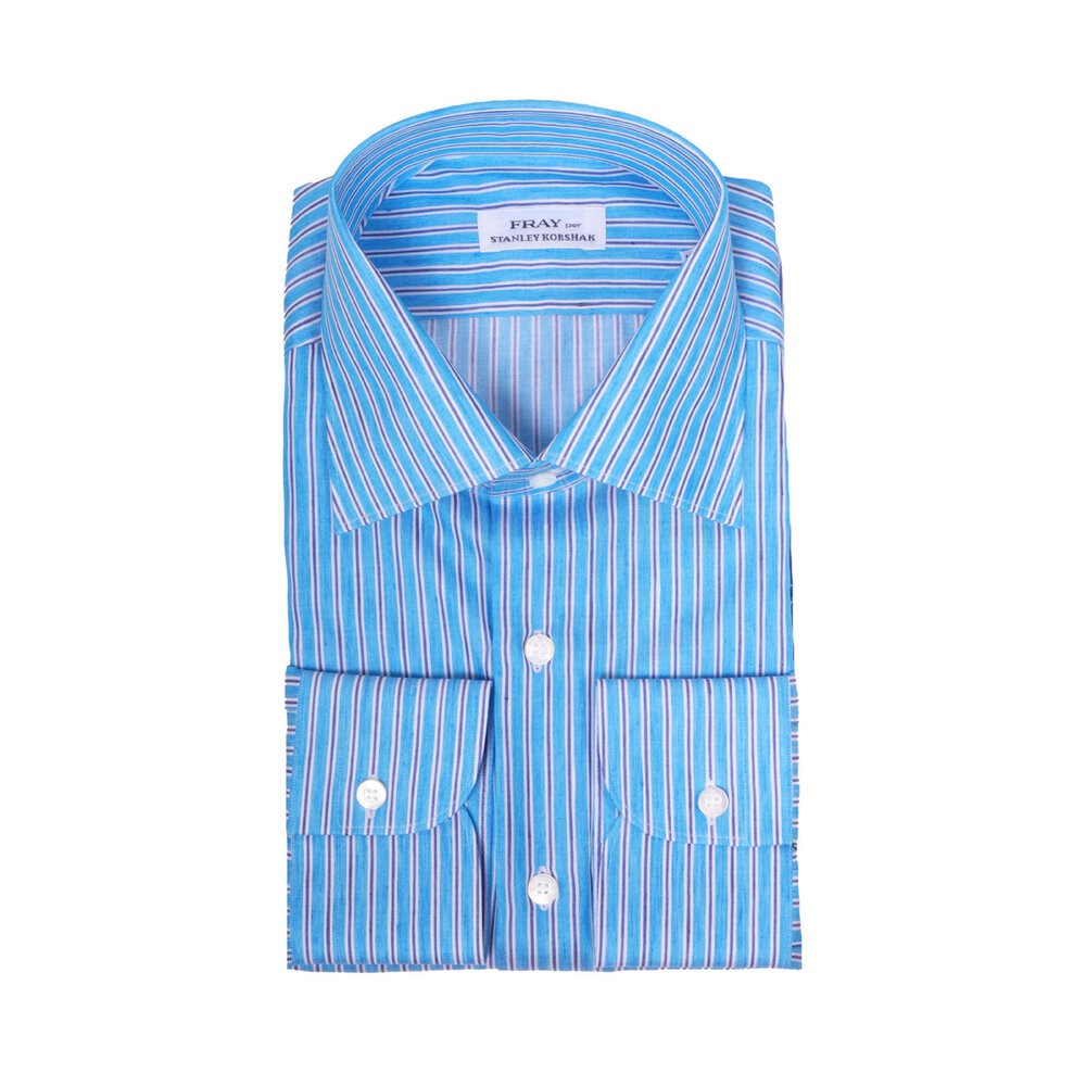 Fray - Blue and White Striped Dress Shirt | Mitchell Stores