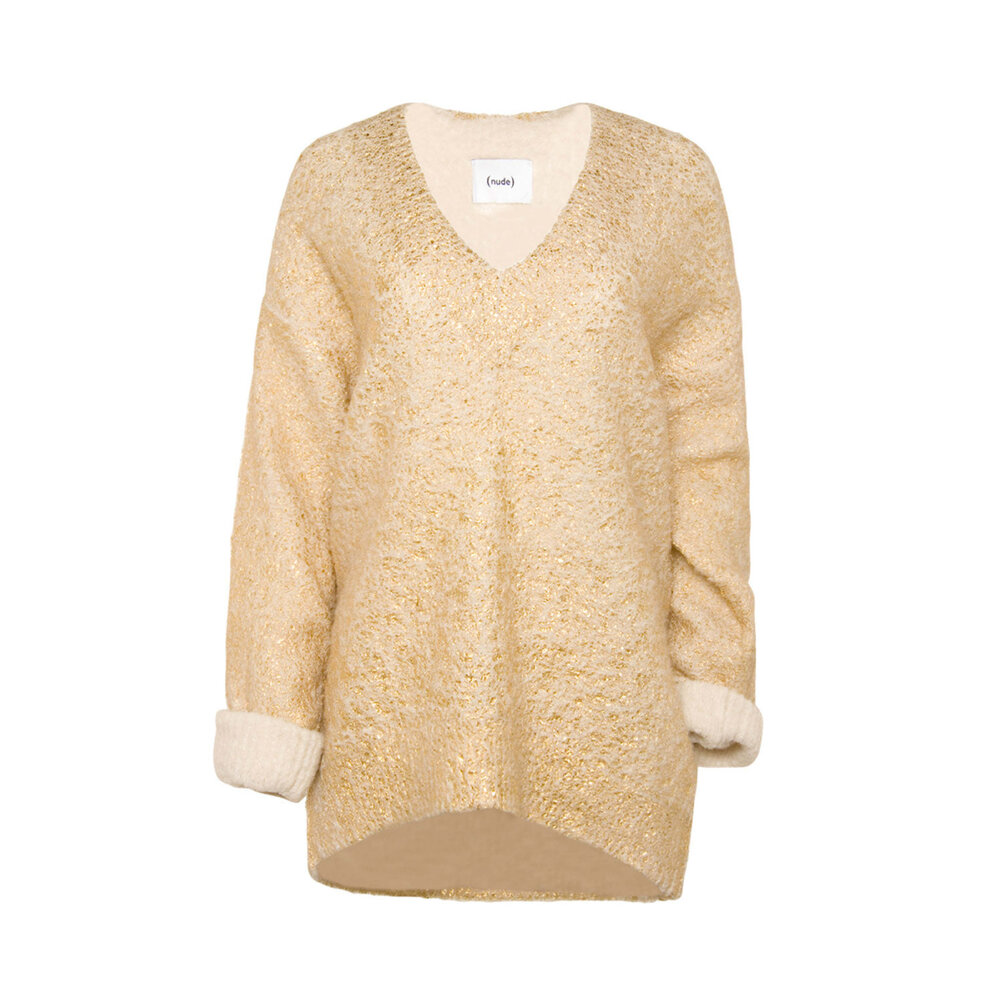 Nude - Off White Eskimo Gold Laminated Sweater | Mitchell Stores