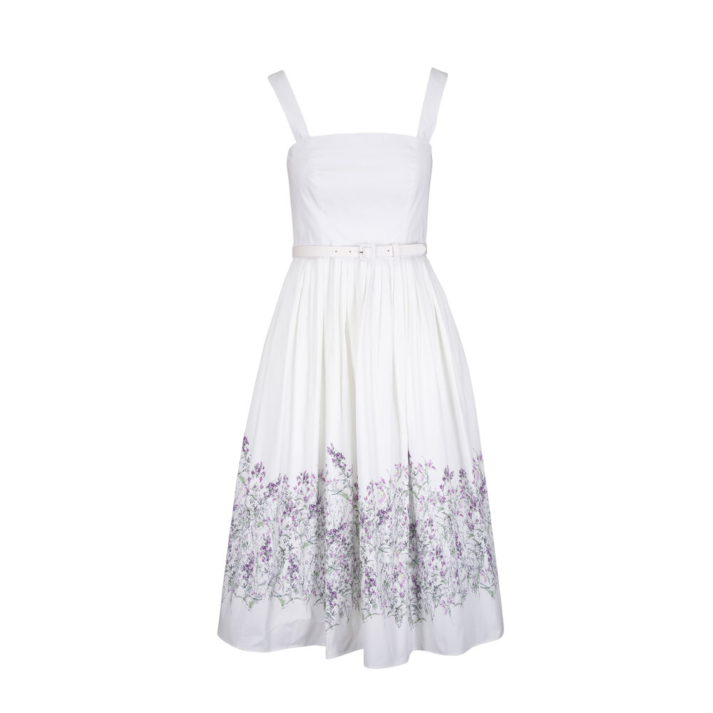 Adam Lippes - Hoban White & Lilac Floral Cotton Poplin Dress
