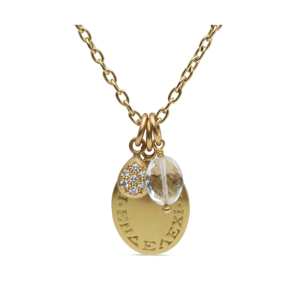 Caroline Ellen - Good Fortune Engraved Oval Pendant