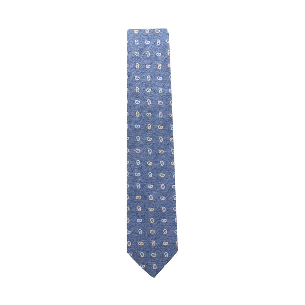 Geoff Nicholson - Blue and Grey Micro Paisley Silk Tie