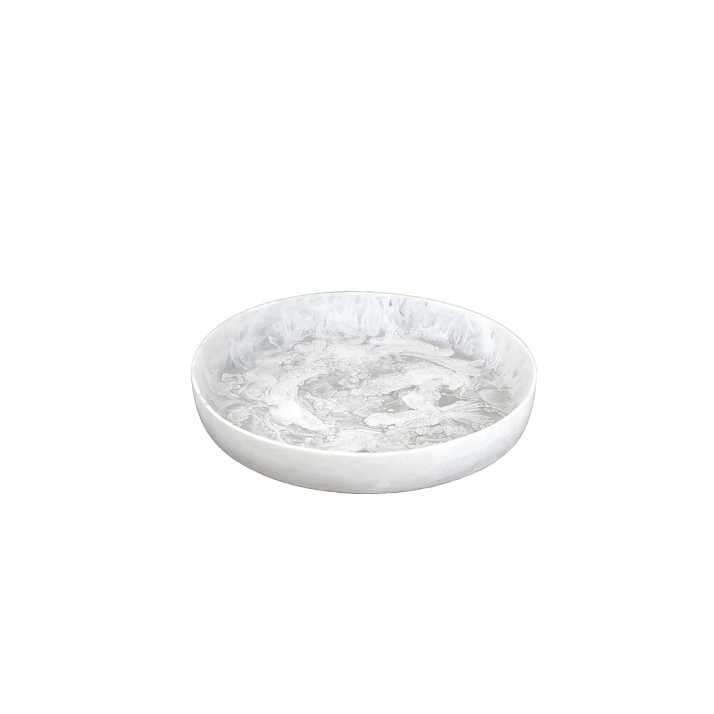 Nashi Home - Medium Round Platter in White Swirl