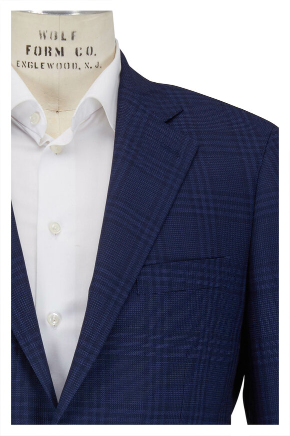 Atelier Munro - Navy Tonal Plaid Stretch Wool Suit
