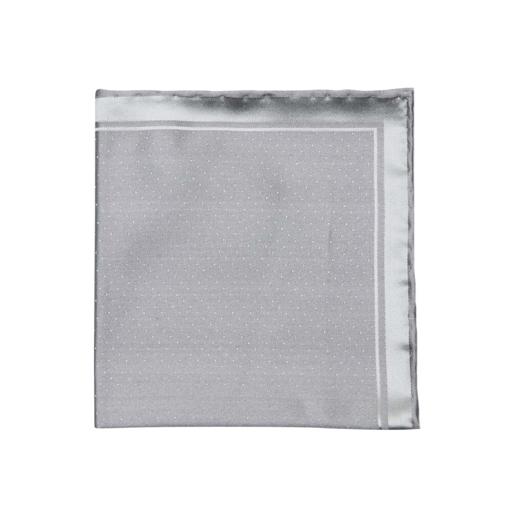 Geoff Nicholson - Silver Silk Pocket Square | Mitchell Stores