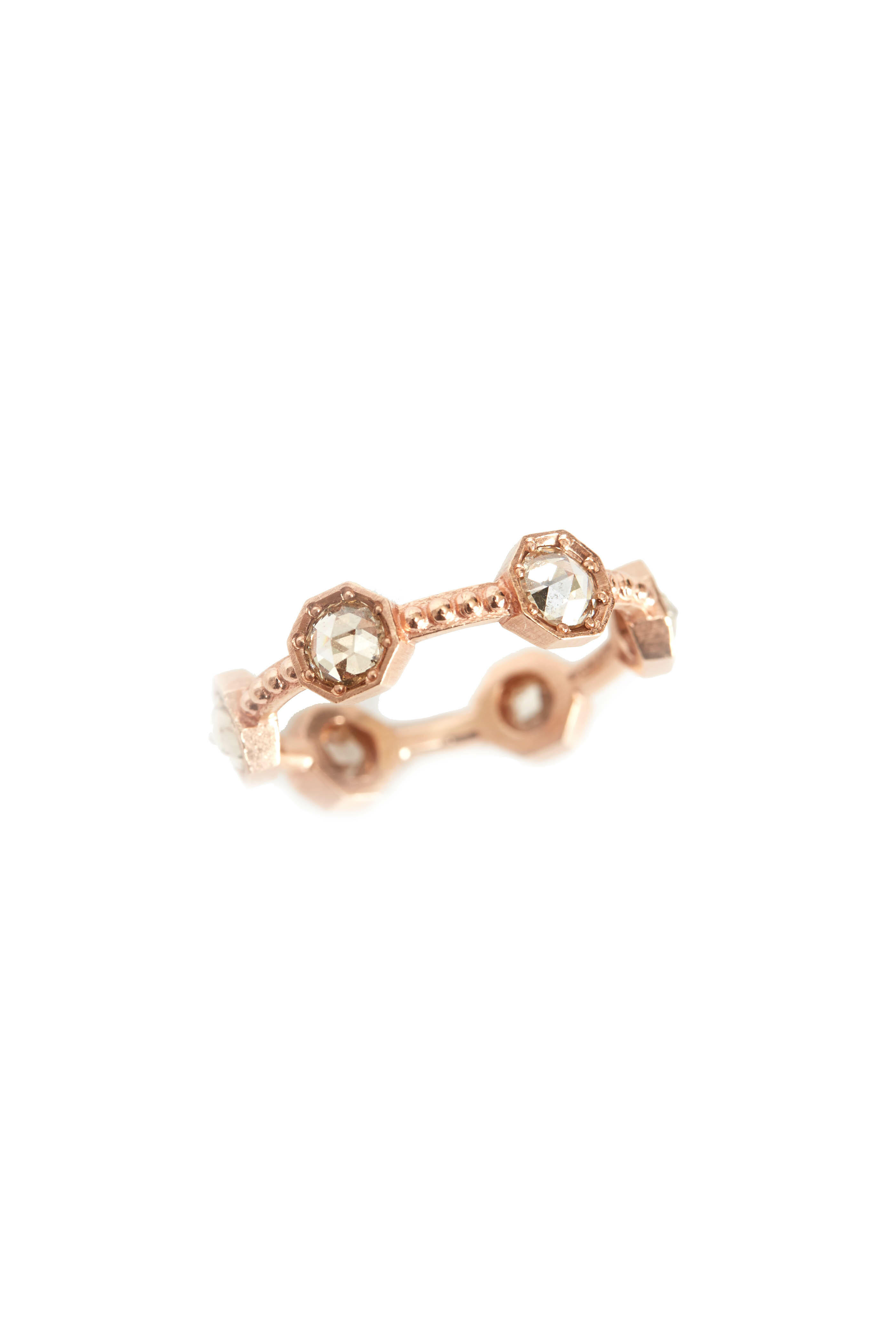 Sylva & Cie - Rose Gold Champagne Diamond Caviar Band