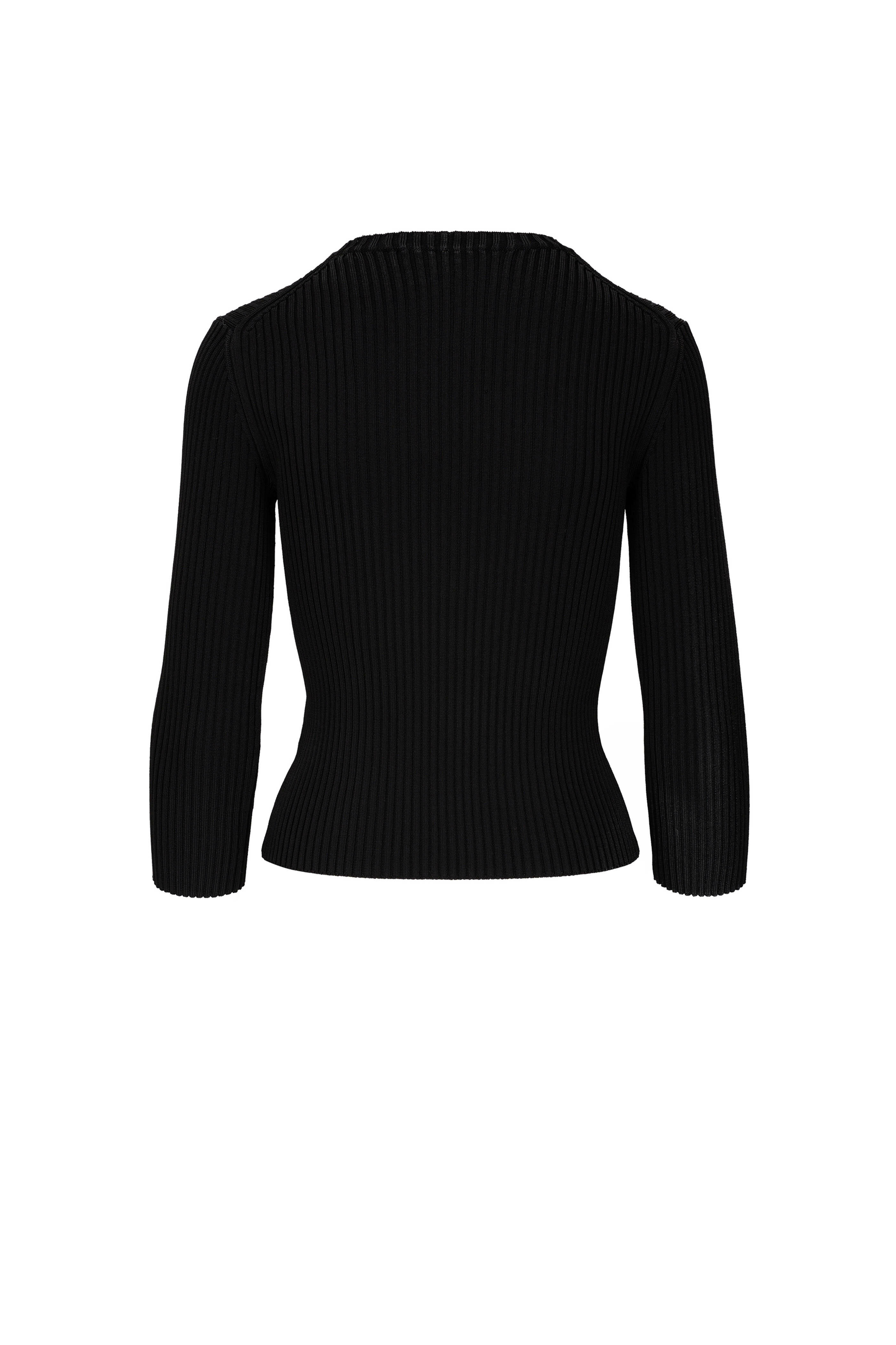 Vince - Black Ribbed Boatneck Top | Mitchell Stores