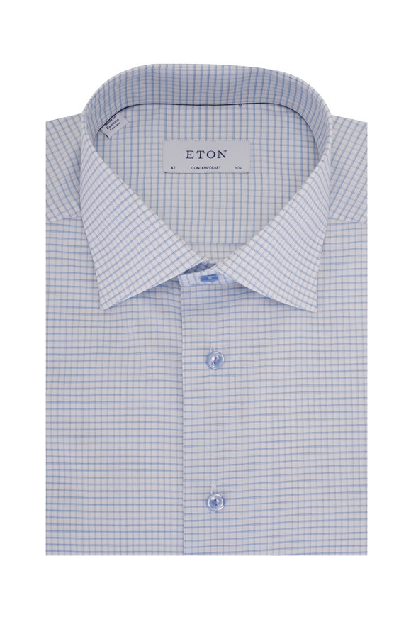 Eton - Light Blue Check Dress Shirt | Mitchell Stores