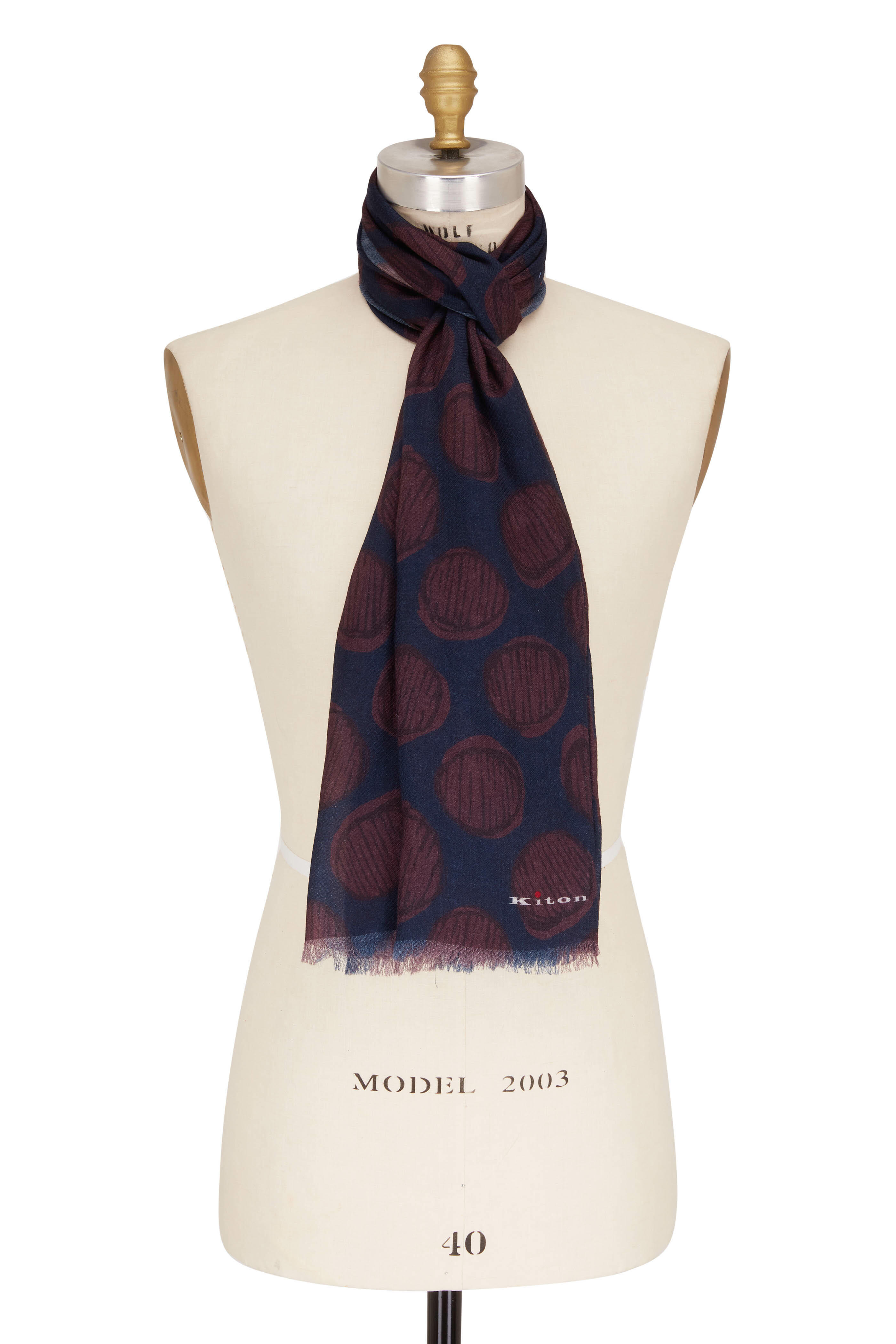 Kiton - Navy Geometric Print Scarf | Mitchell Stores